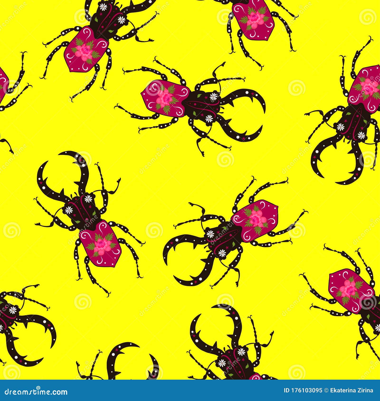Seamless Pattern with Decorative Bugs . Vector Graphics Stock ...