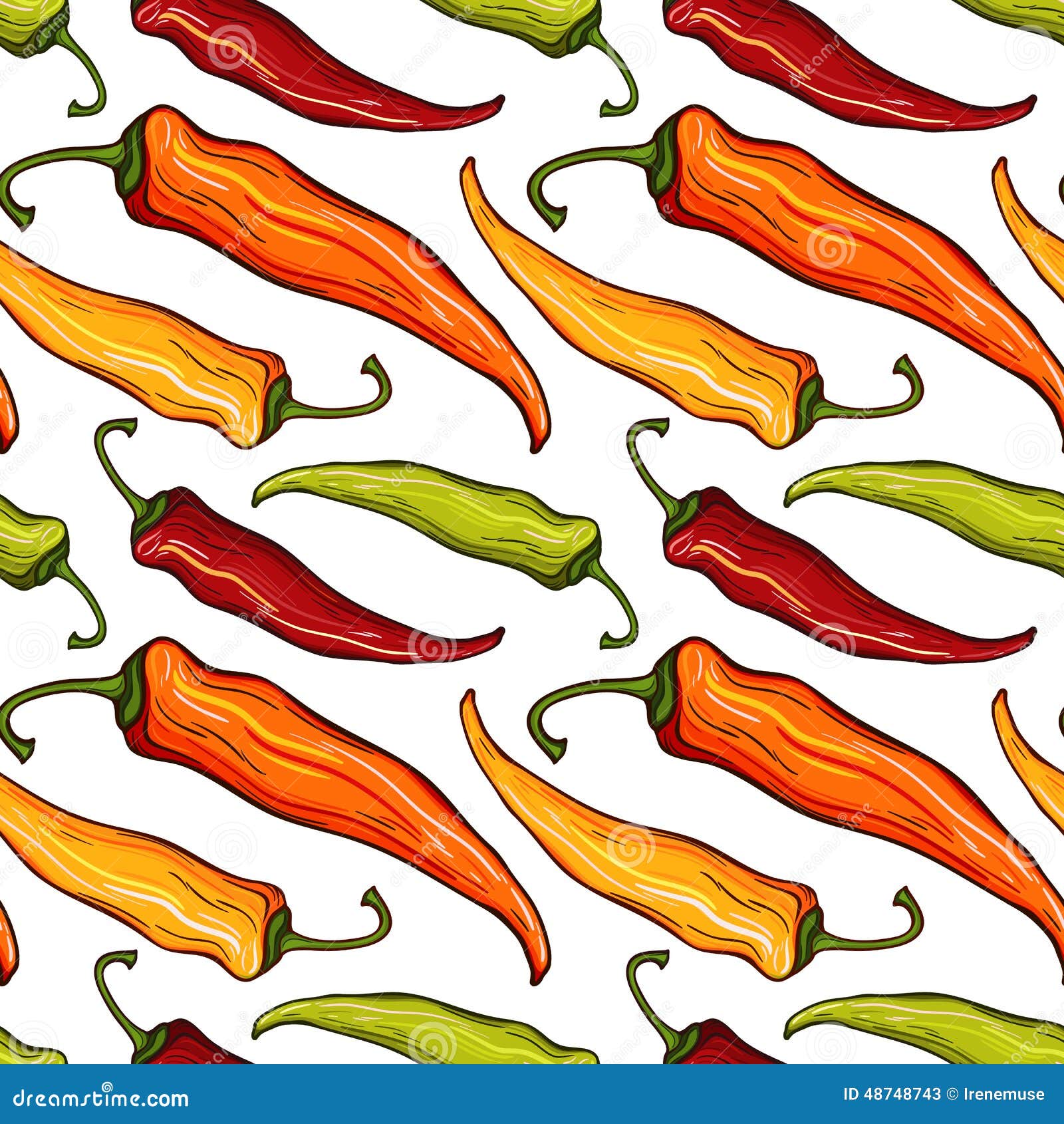 Seamless Pattern with Decorative Chili Peppers Stock Vector ...