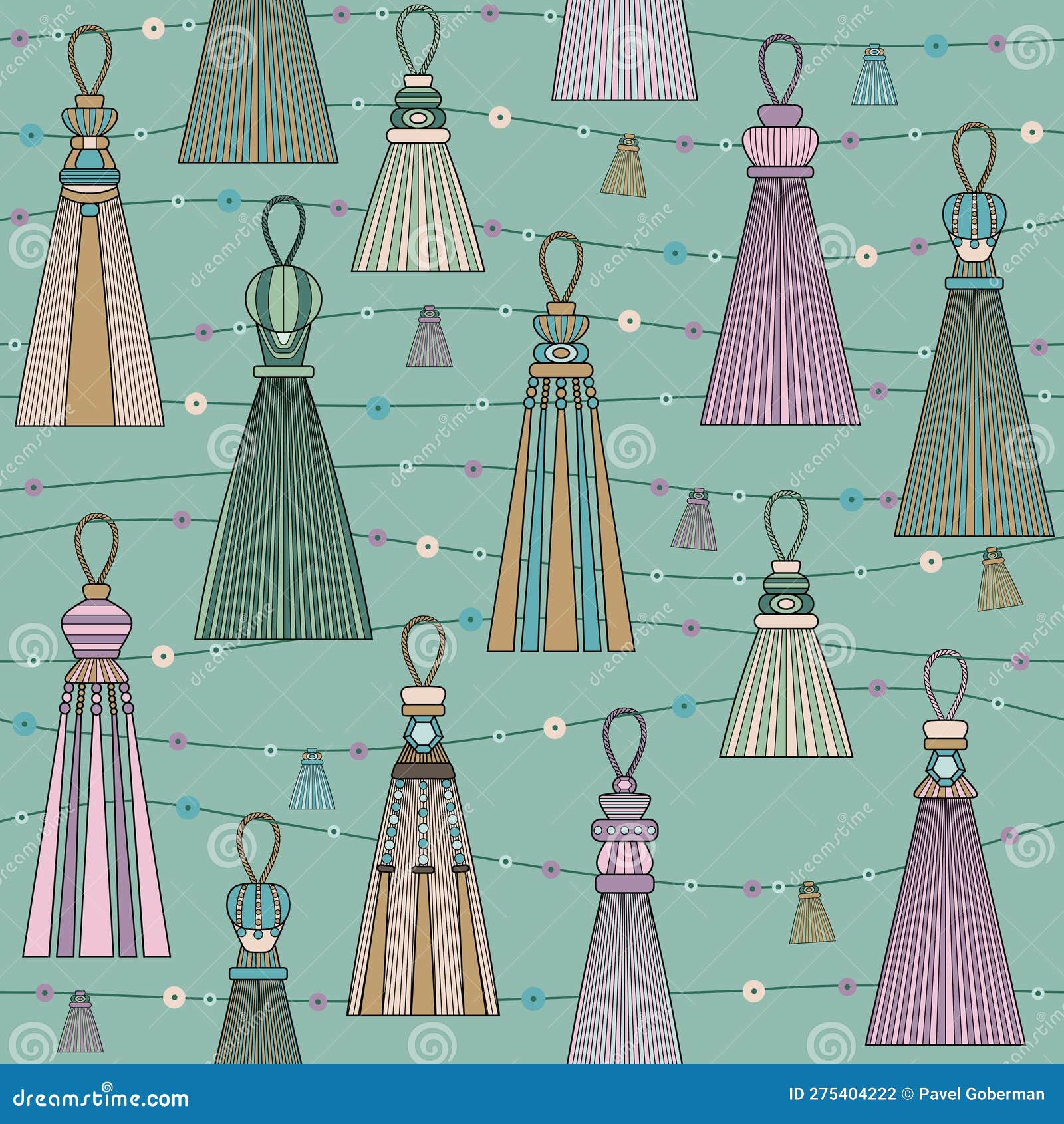 Seamless Pattern with Decorative Curtain Tassel. Decorative Curtain ...