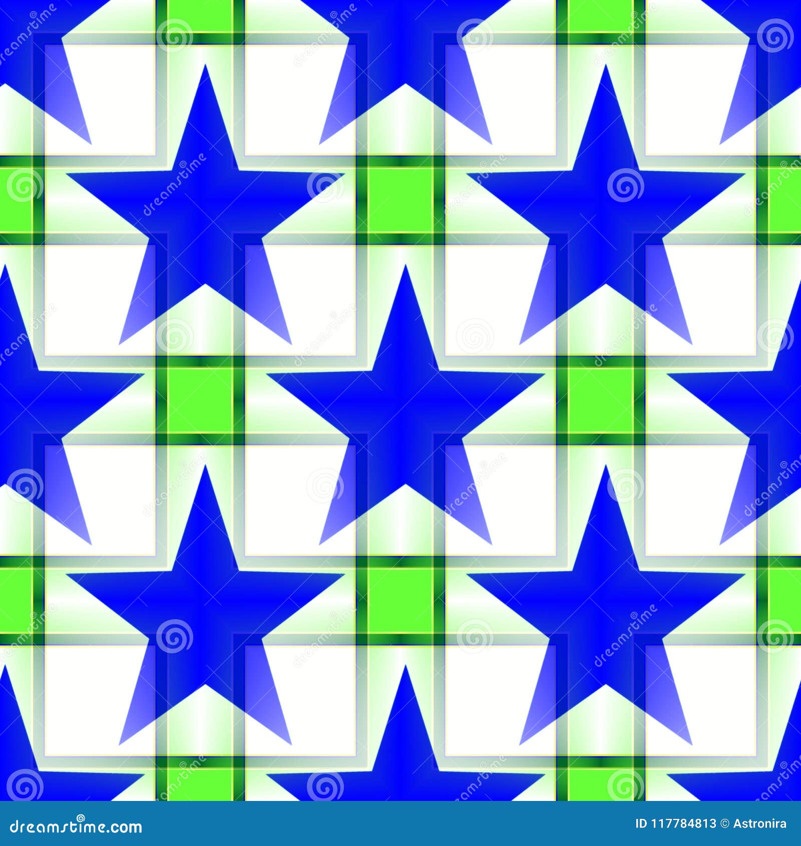 Seamless Pattern with a Decorative Five-pointed Blue Star in a Bright ...