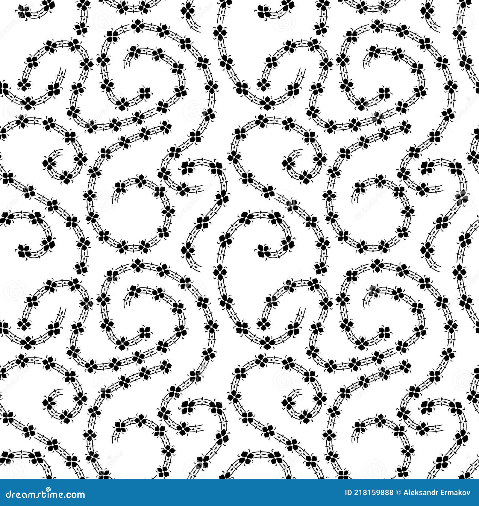 Seamless Pattern of Decorative Floral Curved Lines Stock Vector ...