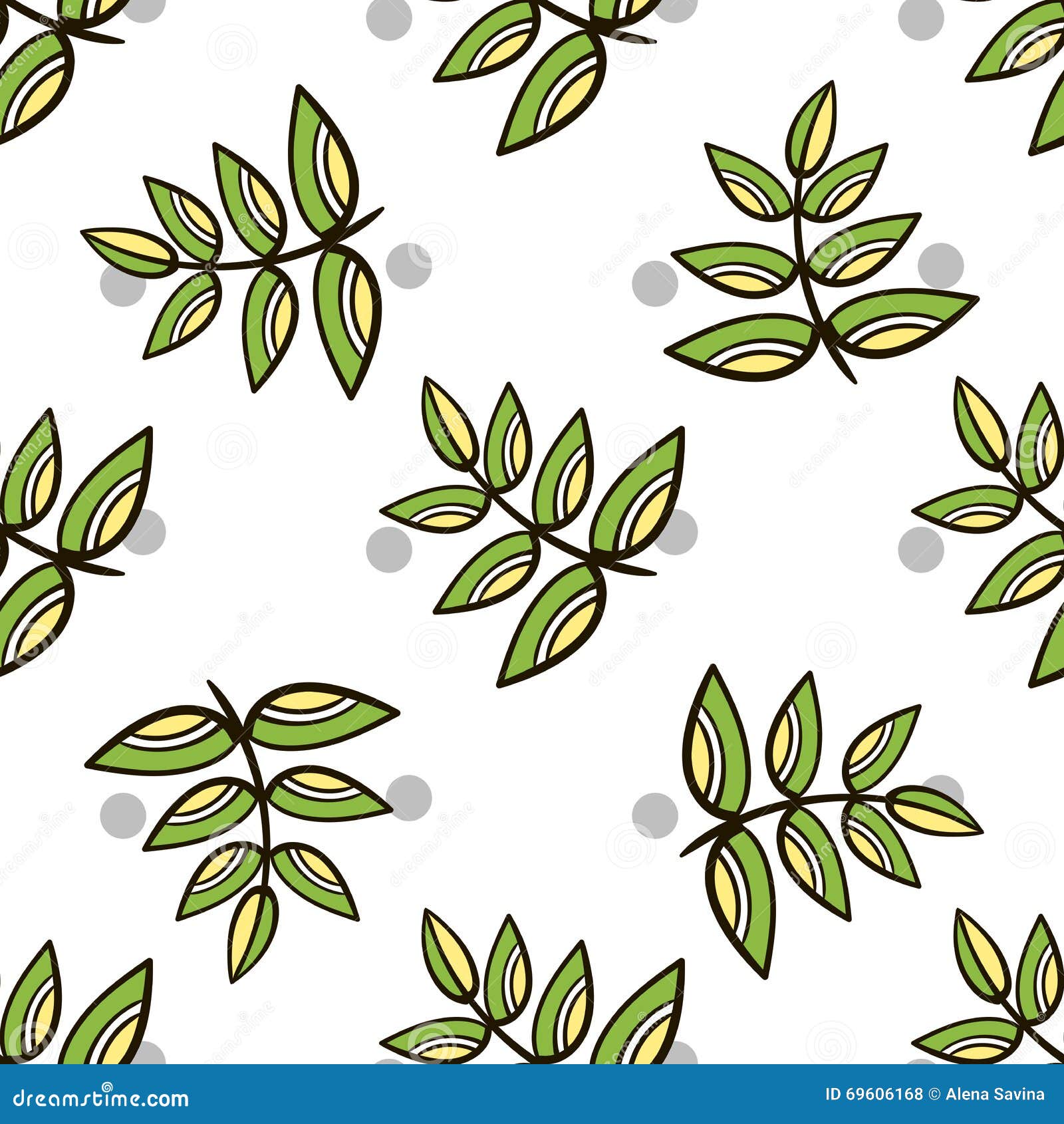 Seamless Pattern Decorative Leaves Stock Vector - Illustration of ...