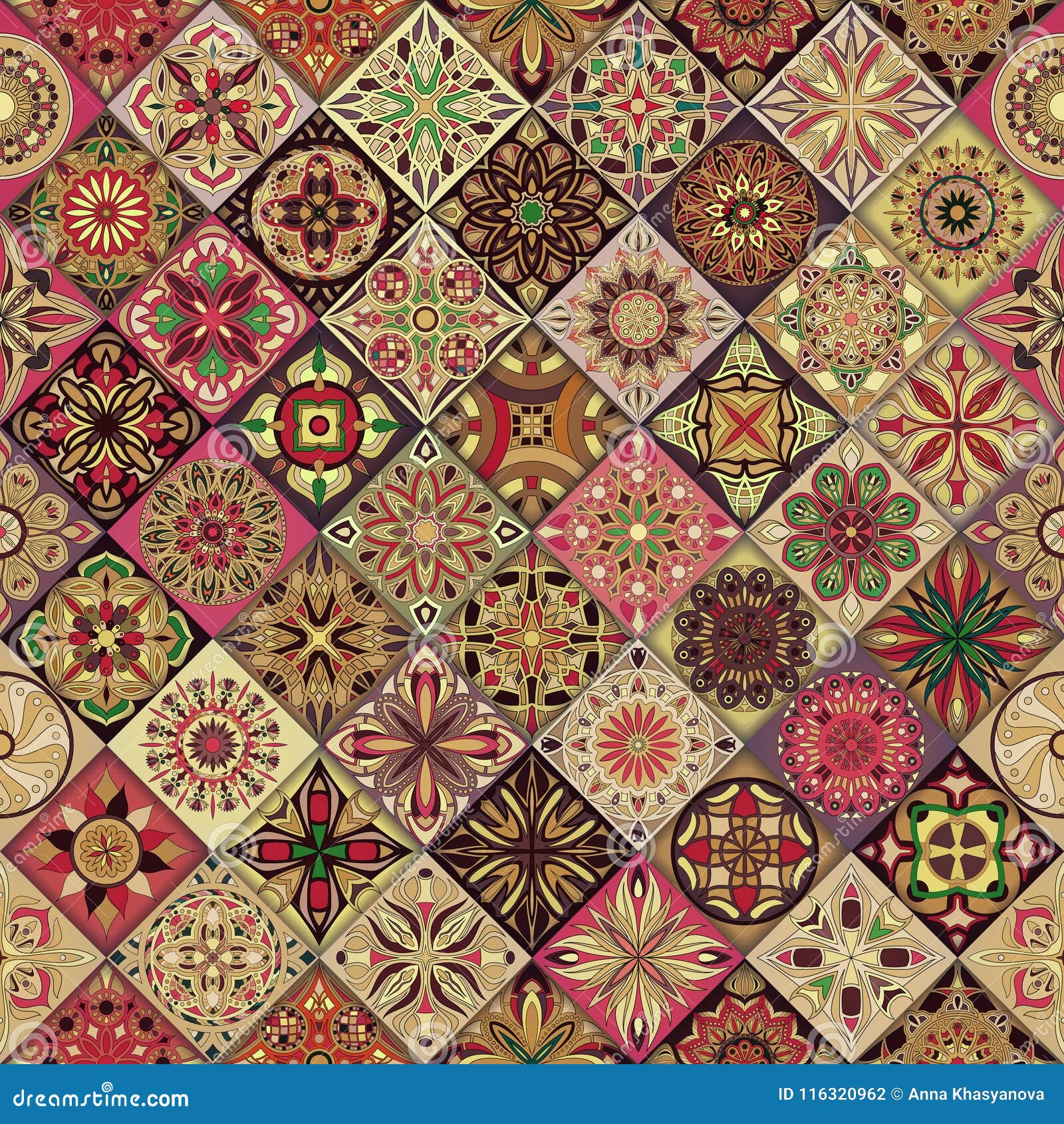 Seamless Pattern with Decorative Mandalas. Vintage Mandala Elements ...