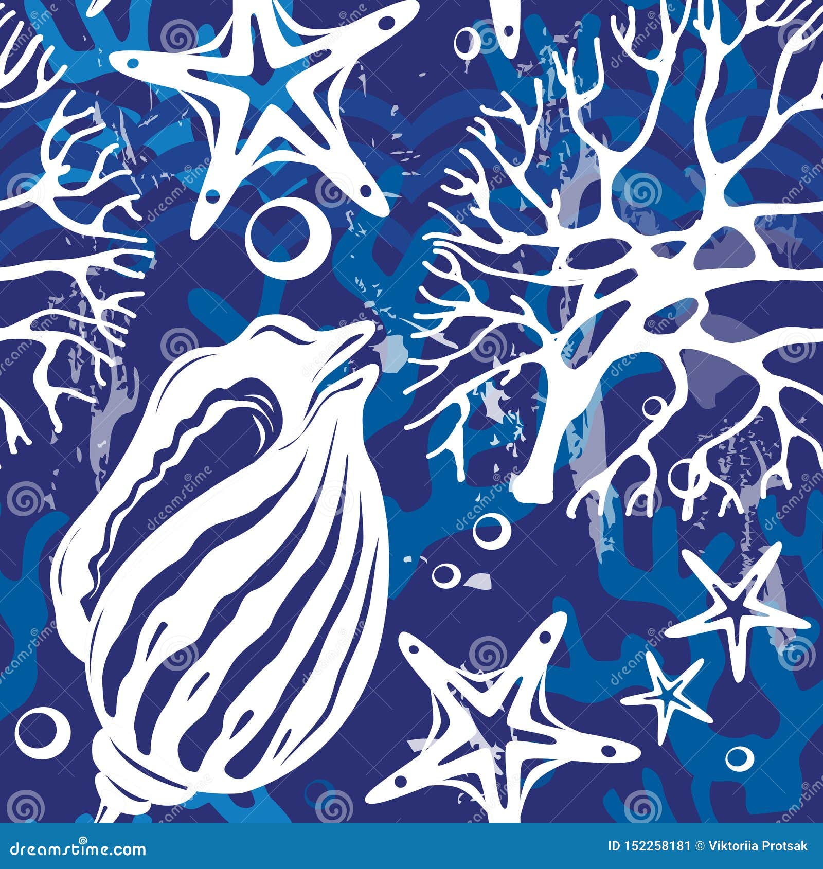 Seamless Pattern with Marine Creatures Stock Vector - Illustration of ...