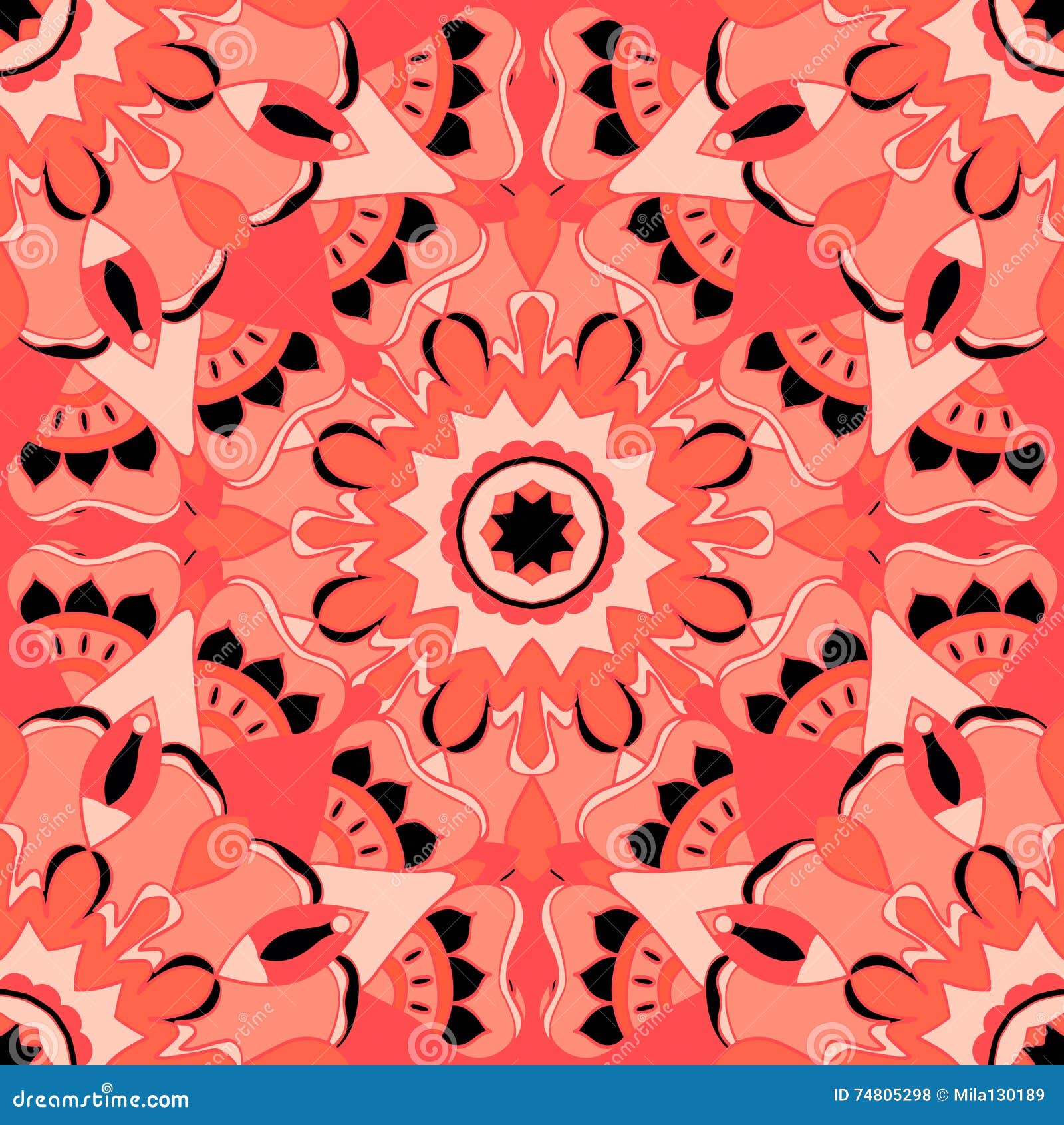 Seamless Pattern. Decorative Pattern in Beautiful Salmon and Black ...