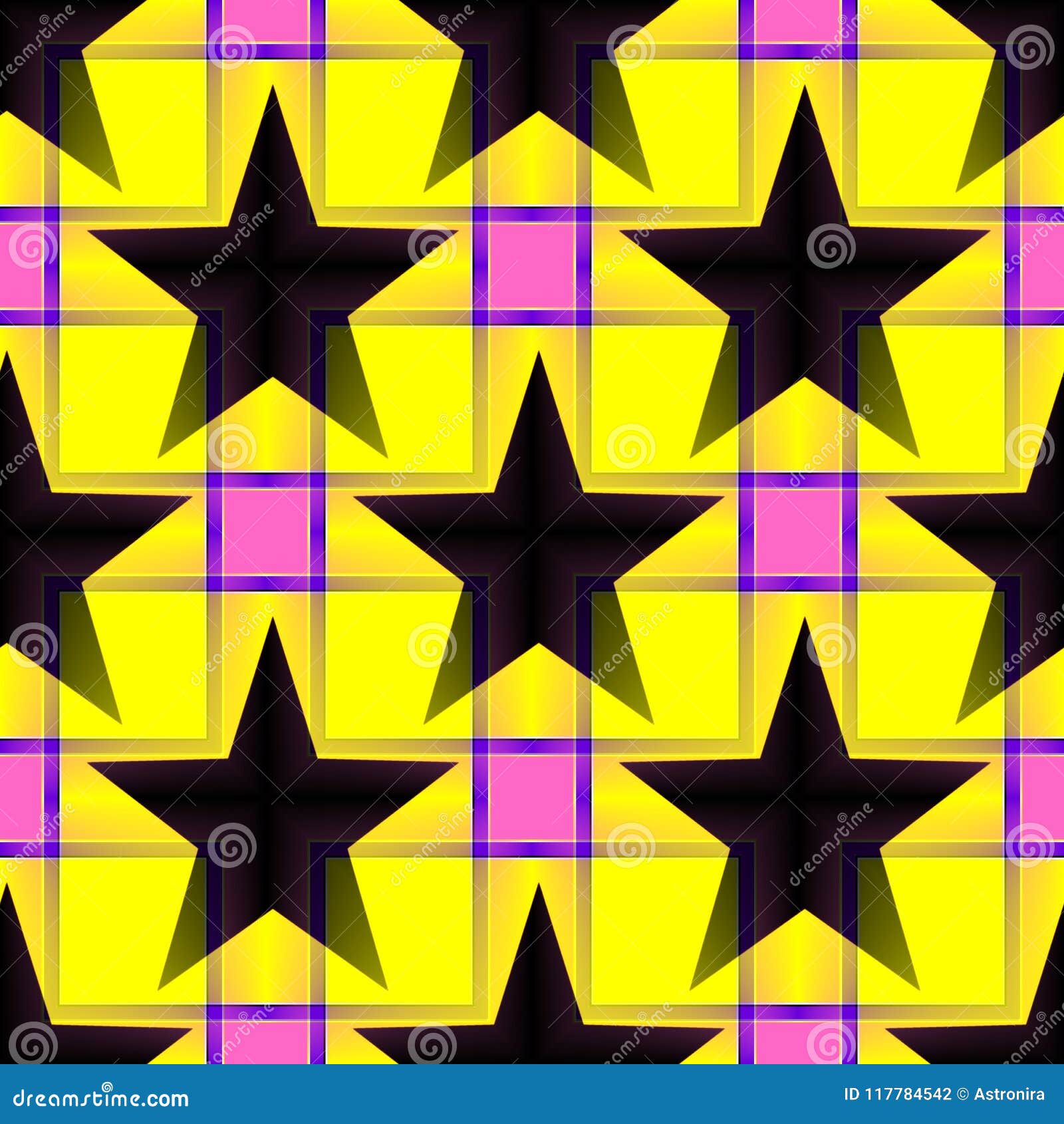 Seamless Pattern with a Decorative Pentagonal Star in a Bright ...