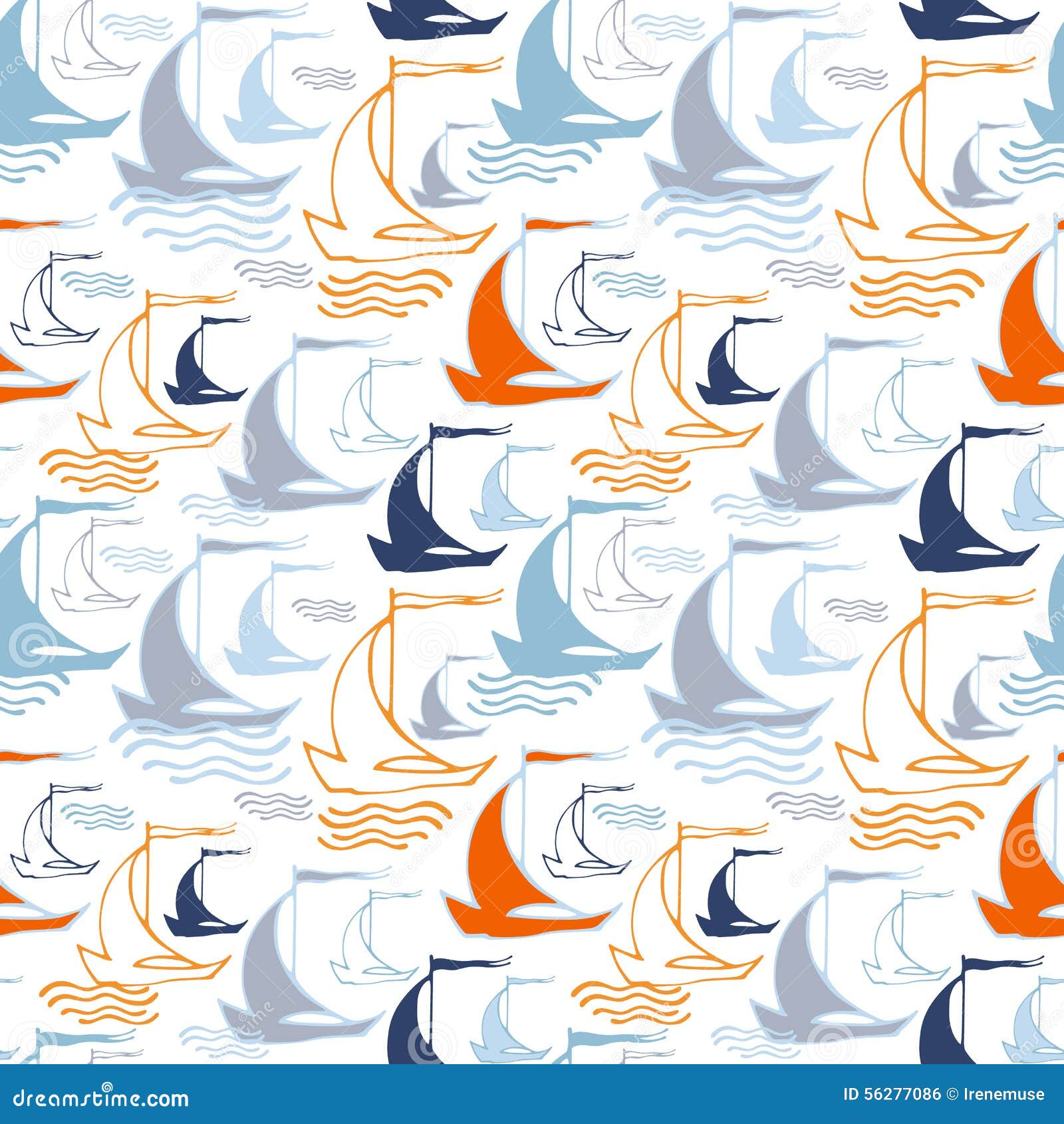 Seamless Pattern with Decorative Sailing Ships on Stock Vector ...