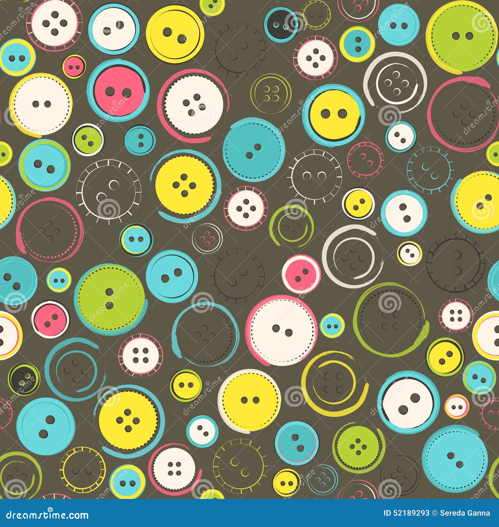 Seamless Pattern with Decorative Sewing Buttons Over Brown Stock Vector ...
