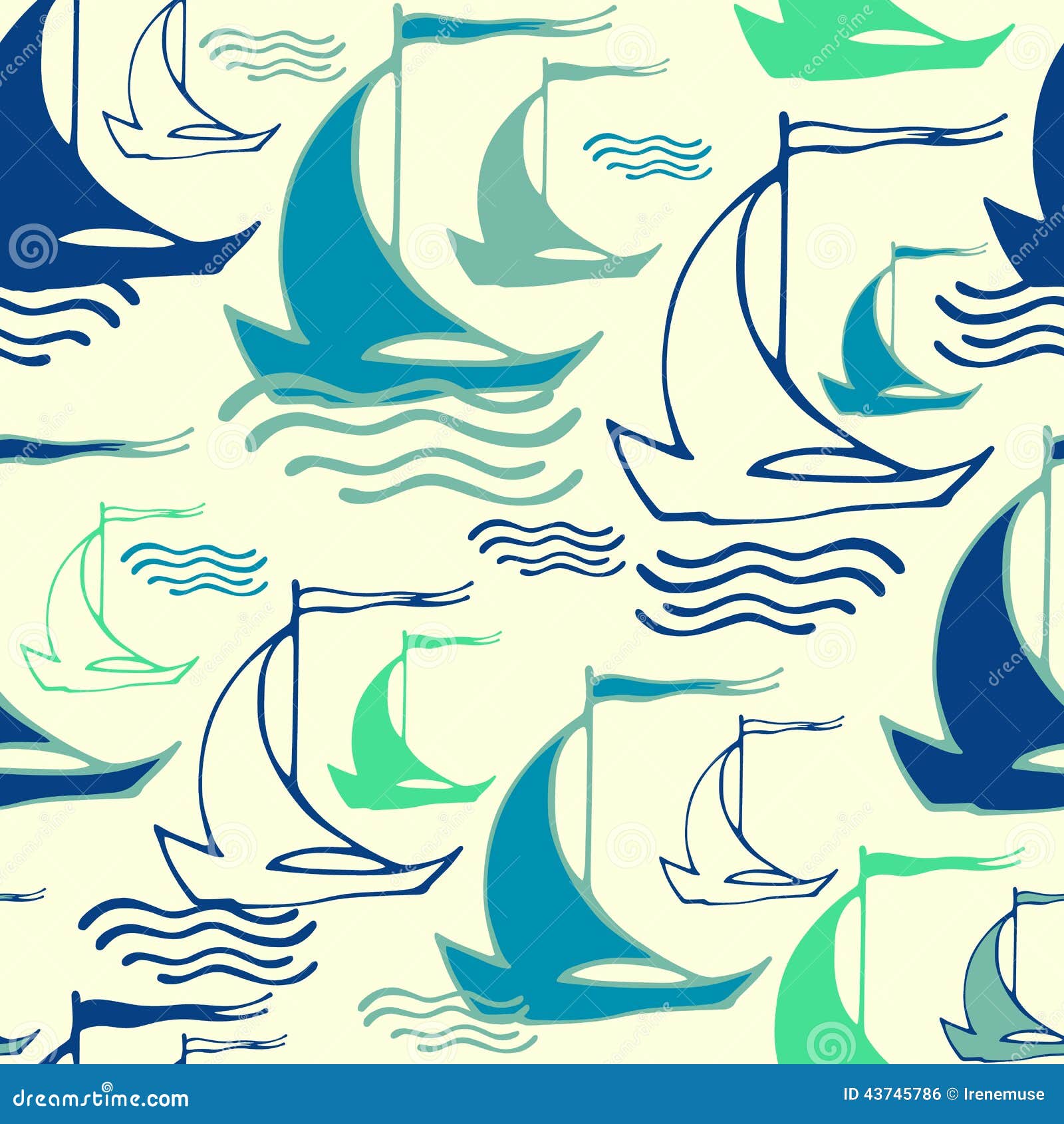 Seamless Pattern with Decorative Ships Stock Vector - Illustration of ...