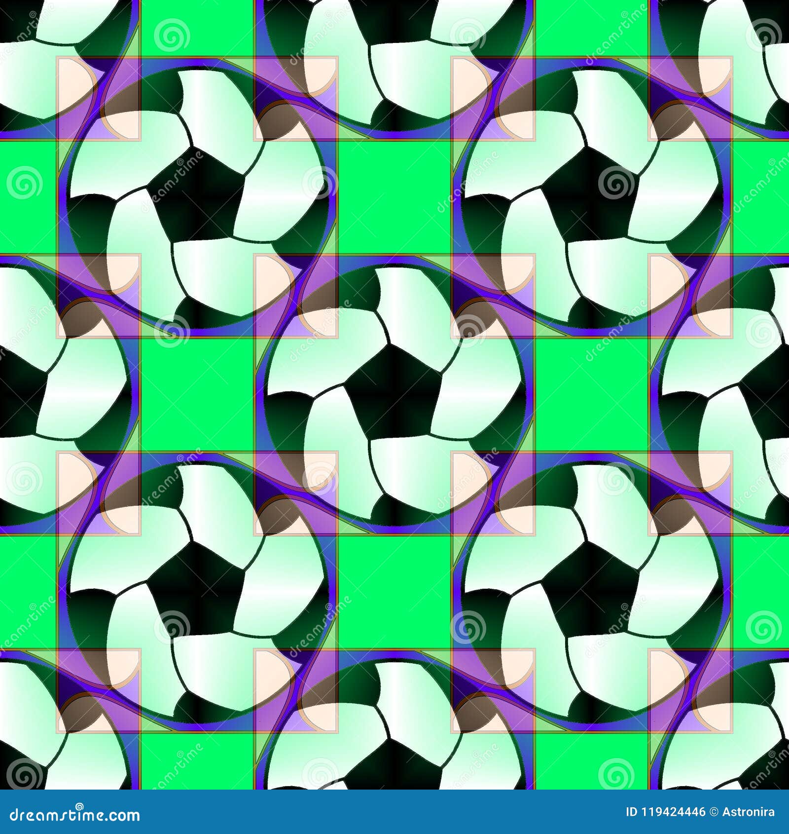 Seamless Pattern with a Decorative Soccer Balls in a Bright Translucent ...