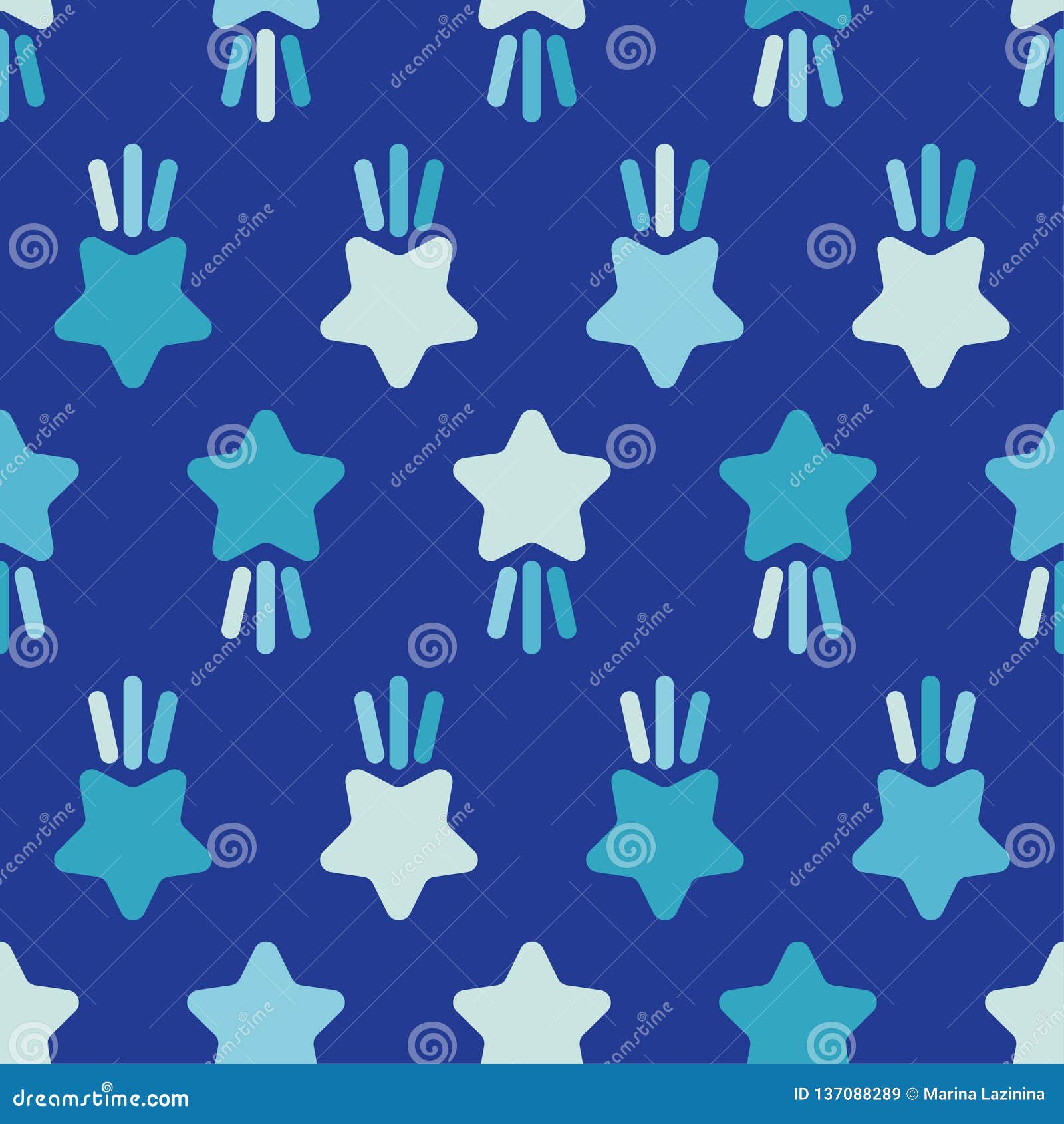 Seamless Pattern with Decorative Stars. Star with Rays. Simple Design ...