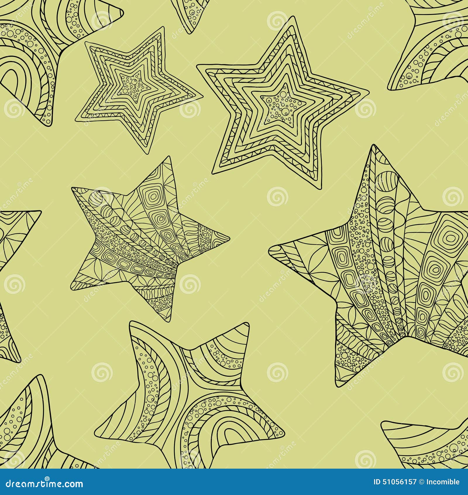 Seamless Pattern with Decorative Stars. Vector Stock Vector ...