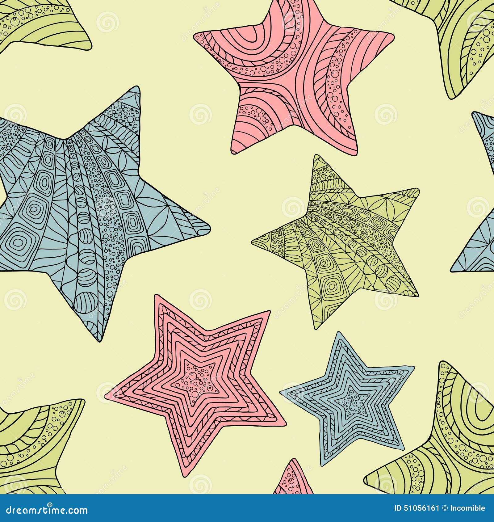 Seamless Pattern with Decorative Stars. Vector Stock Vector ...