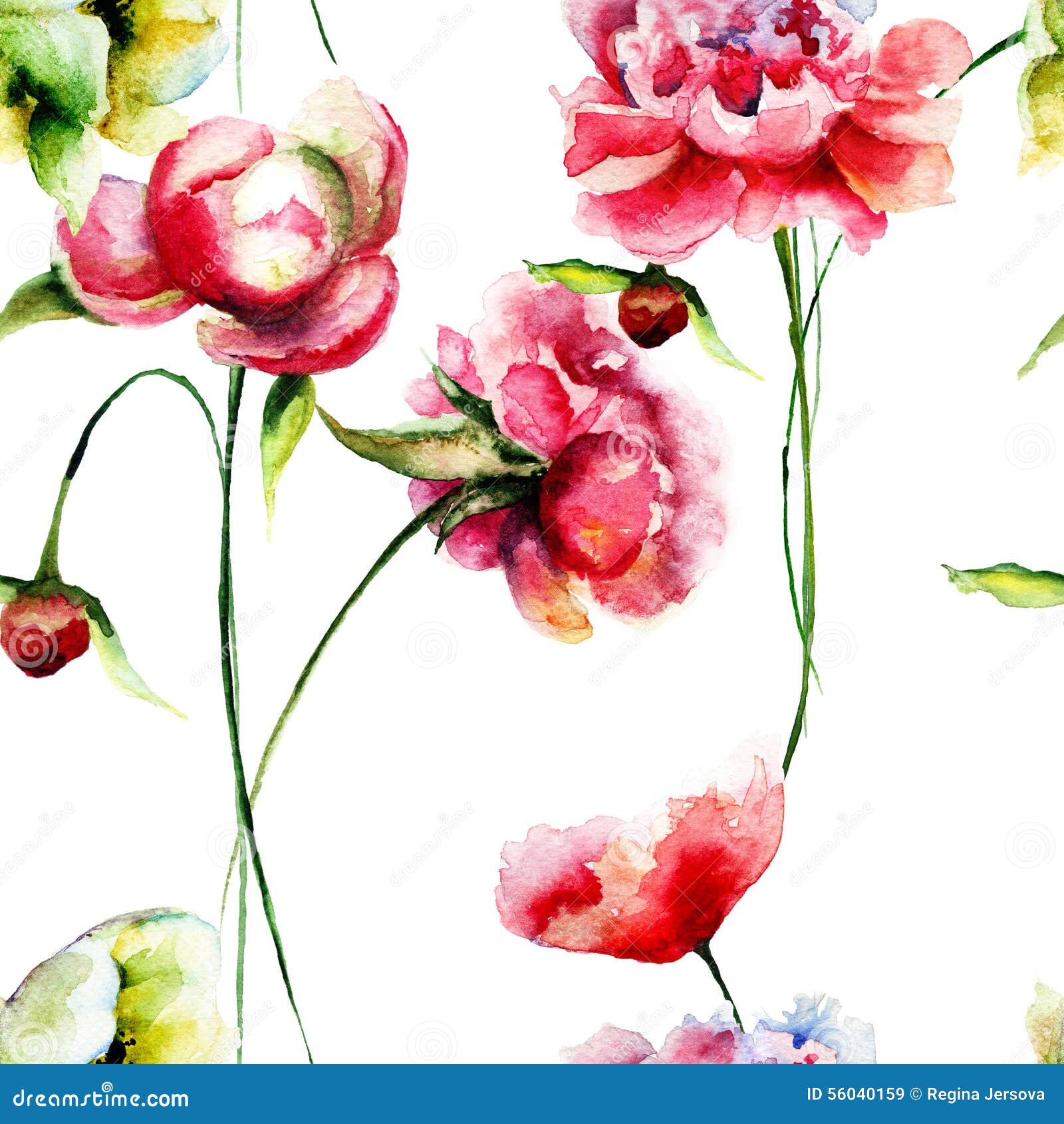 Seamless Pattern with Decorative Summer Flowers Stock Illustration ...