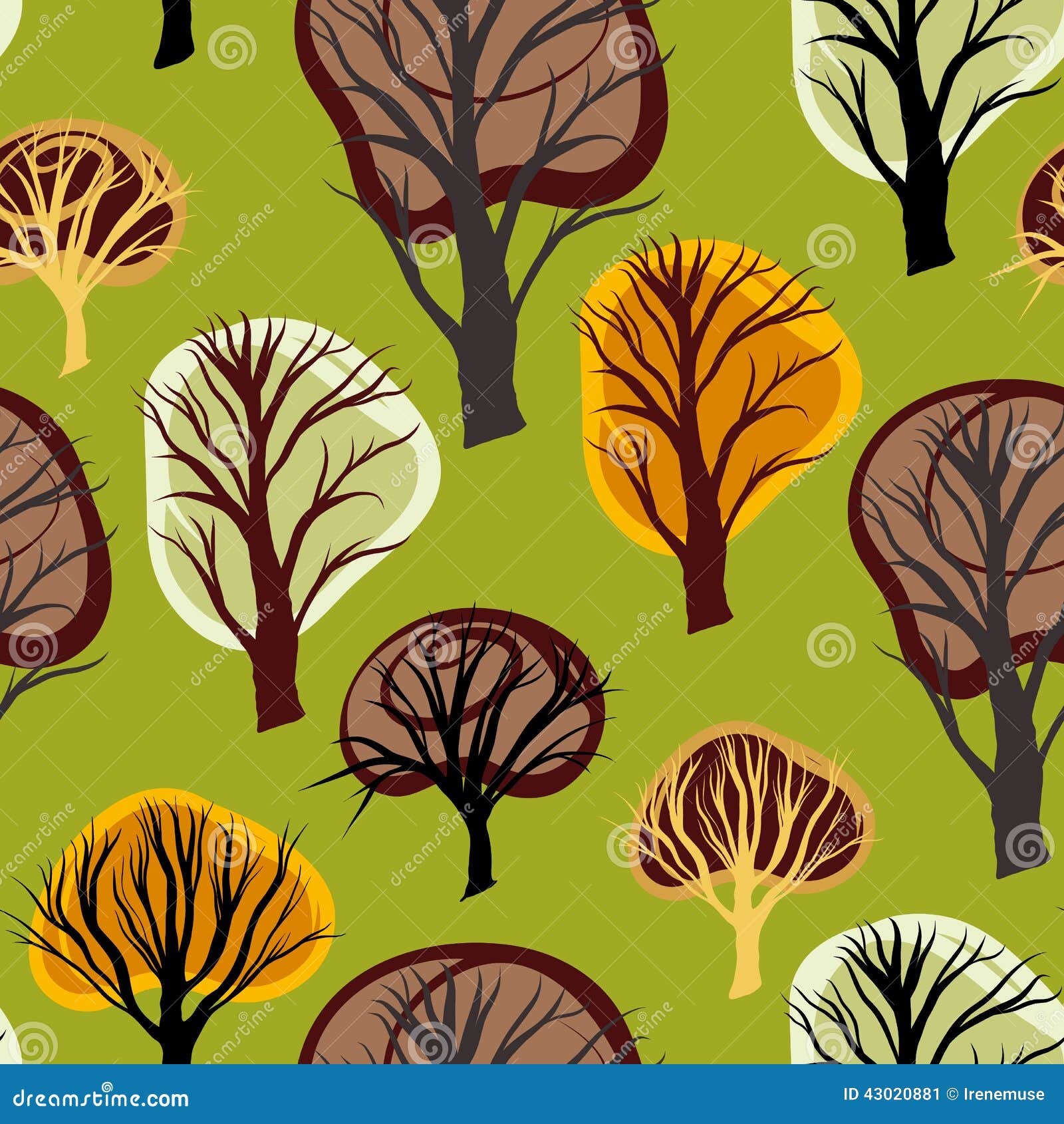 Seamless Pattern with Decorative Trees Stock Vector - Illustration of ...