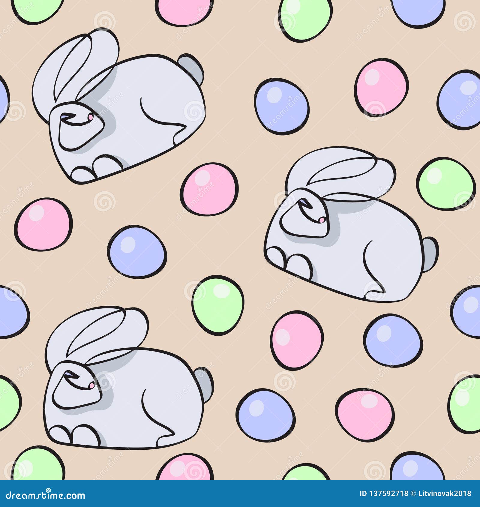 Seamless Pattern Dedicated To Easter with the Image of Rabbits and ...