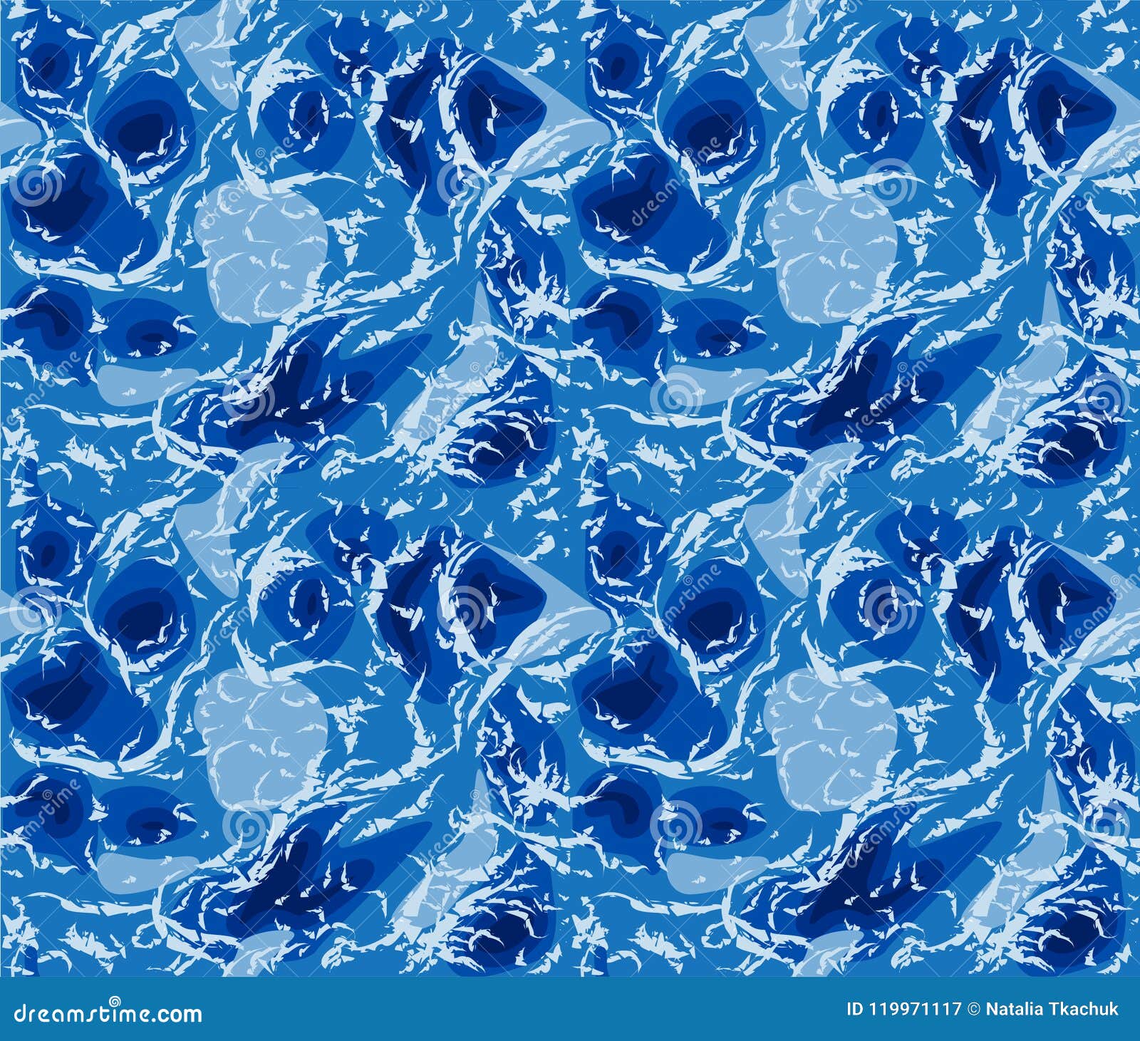 Seamless Pattern with Deep Blue Sea Waves, Vector Illustration Stock ...