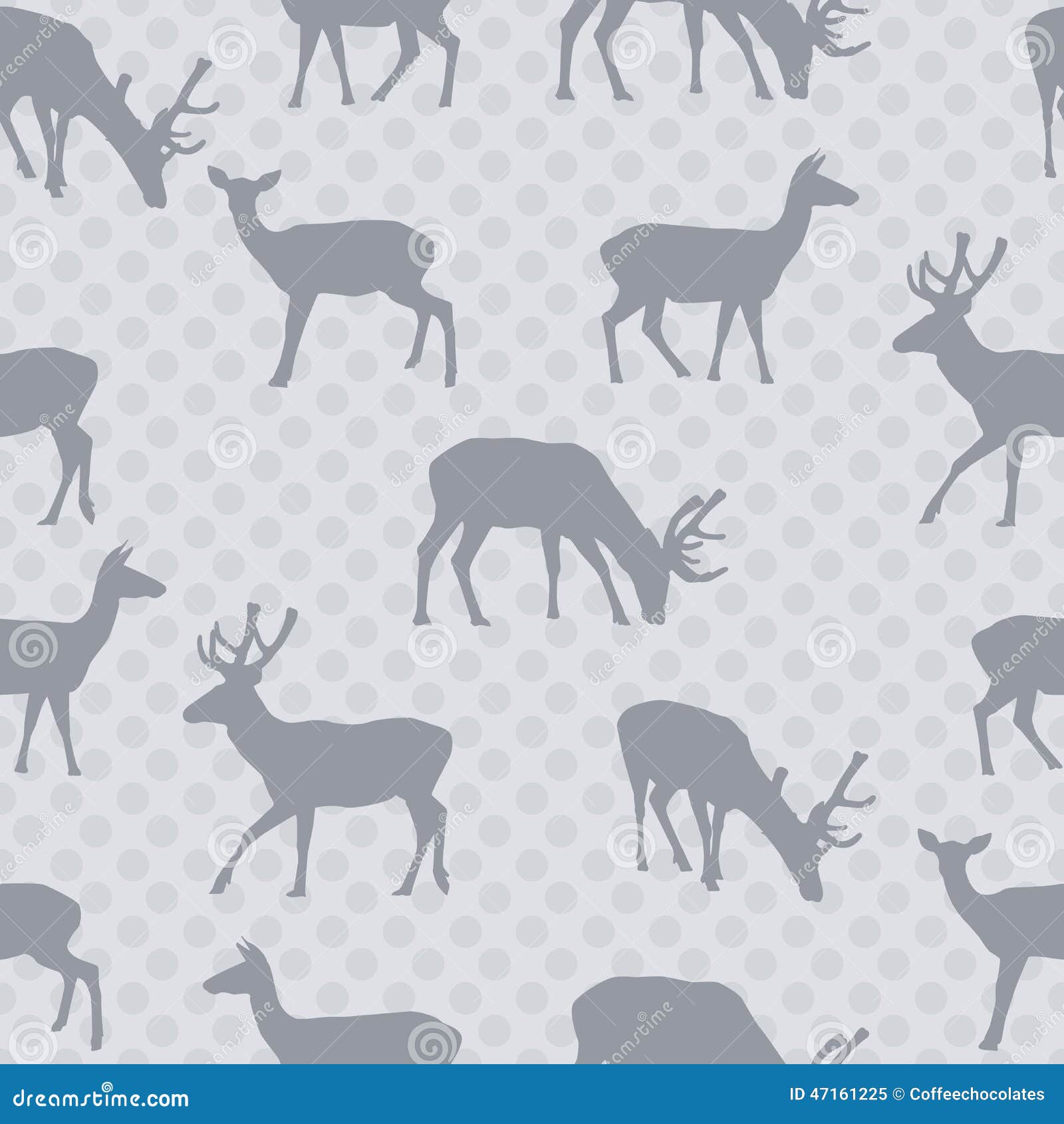 Seamless Pattern with Deer in Gray Vector Stock Vector - Illustration ...