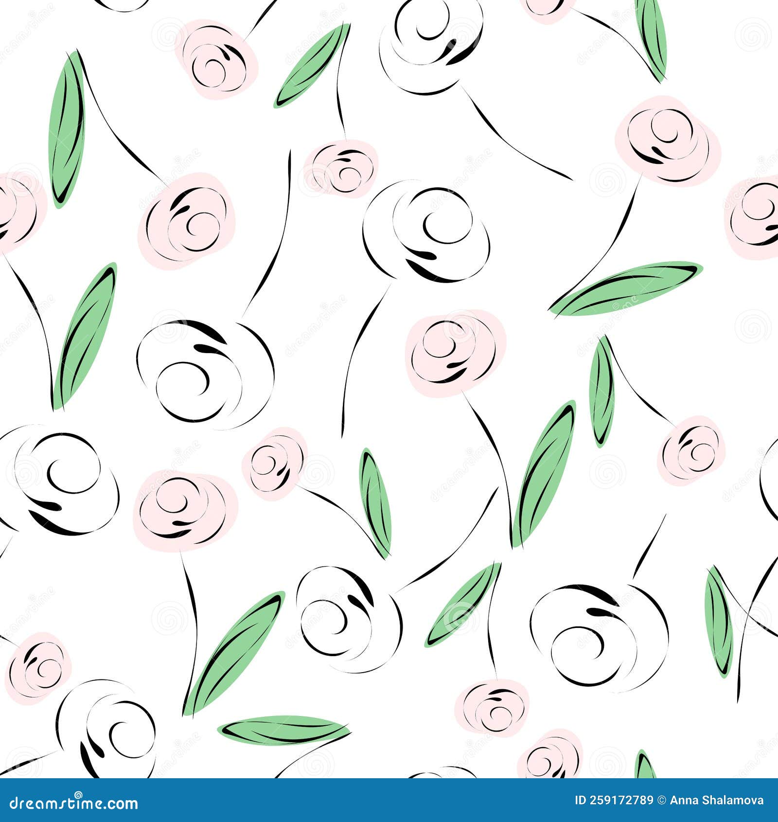 Seamless Pattern of Delicate Roses in Doodle Style Hand Drawing Stock ...