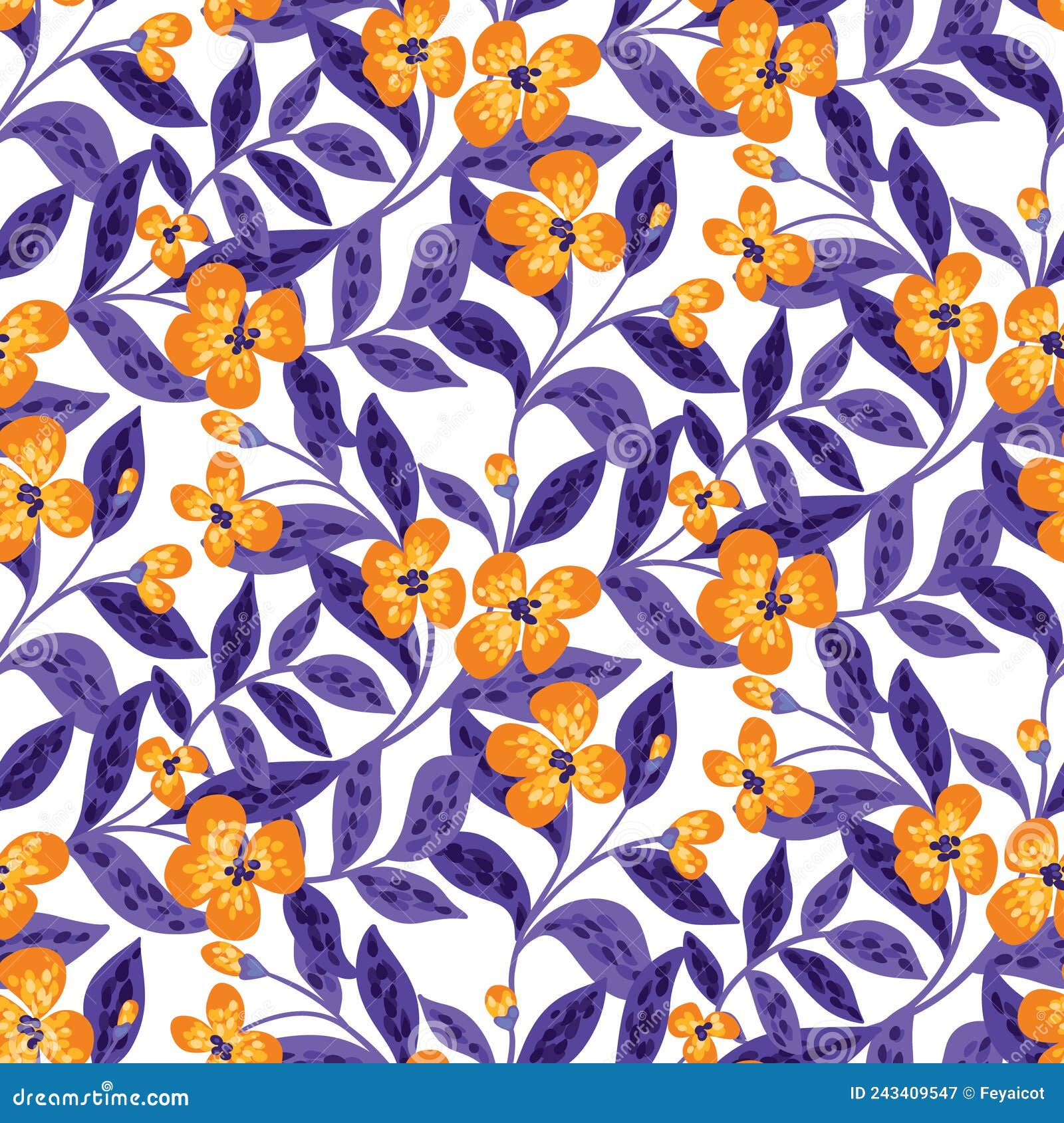 Seamless Pattern with Dense Floral Arrangement. Vector Stock Vector ...