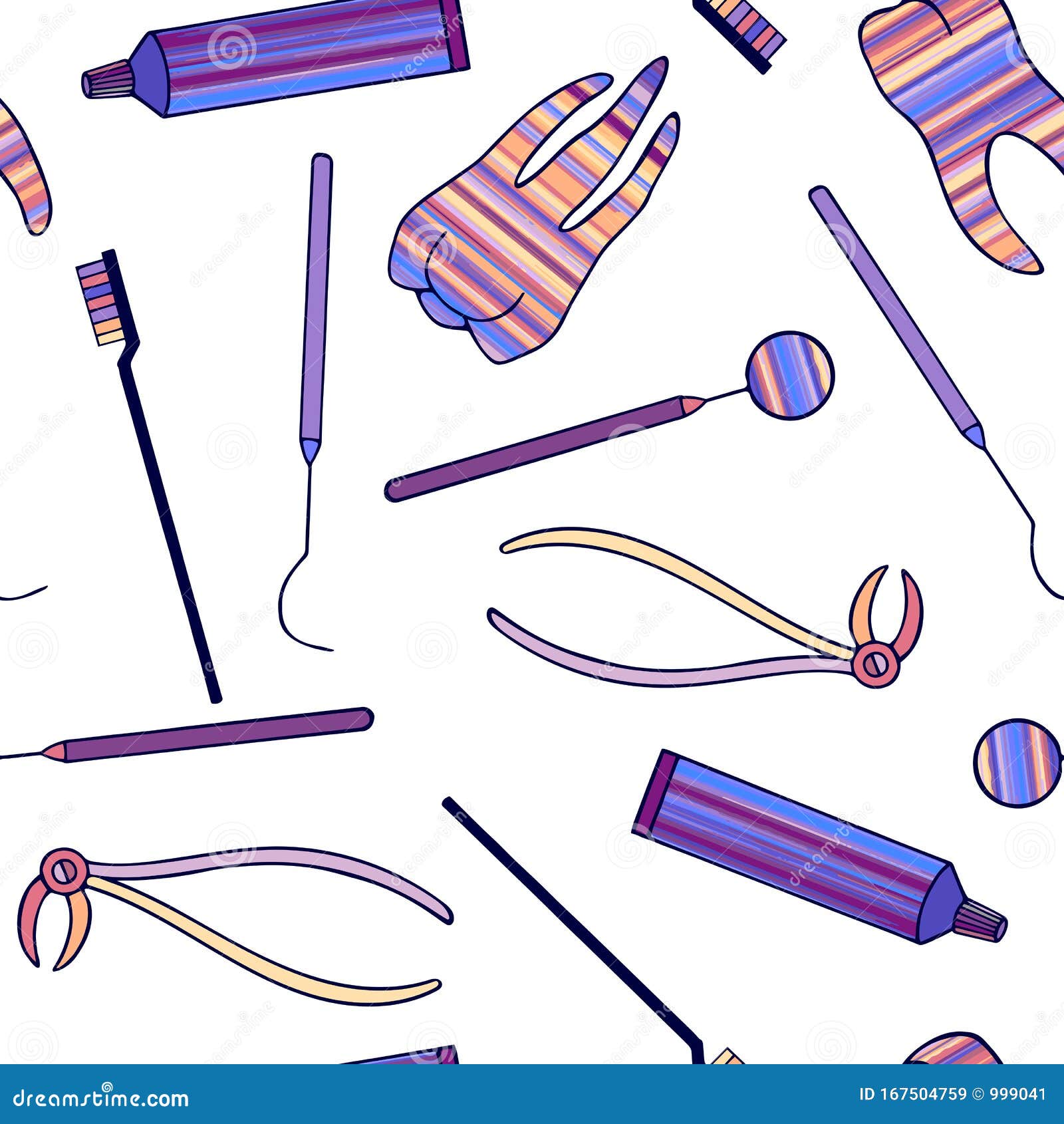 Seamless Pattern. Dental Kit, Teeth, Tools, Tube of Toothpaste ... Seamless Pattern. Dental Kit, Teeth, Tools, Tube of Toothpaste ...