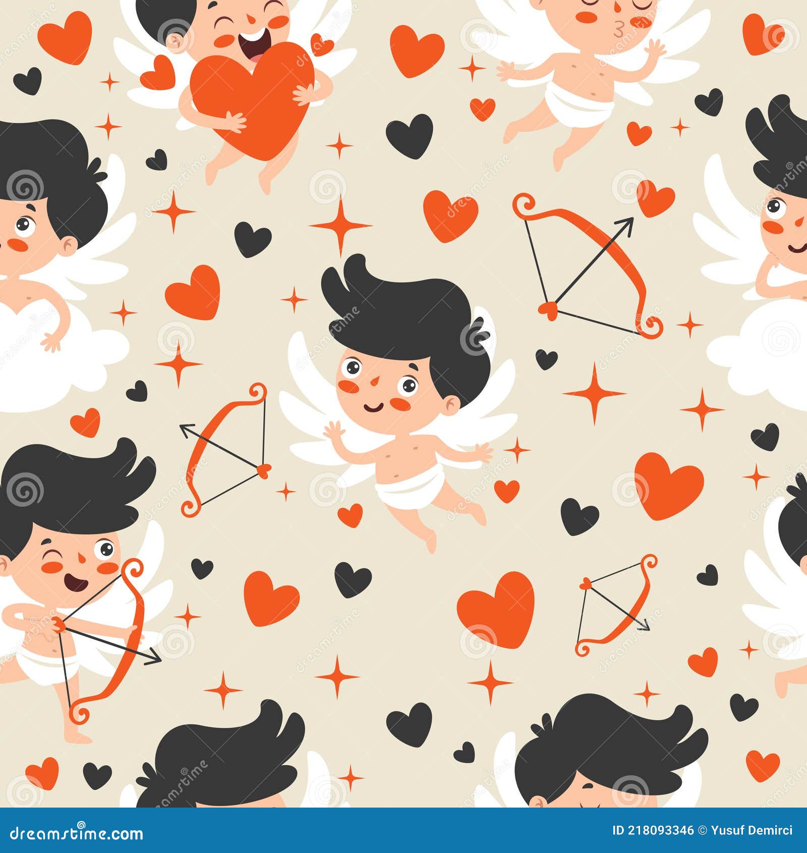 Seamless Pattern Design with Cartoon Character Stock Vector ...