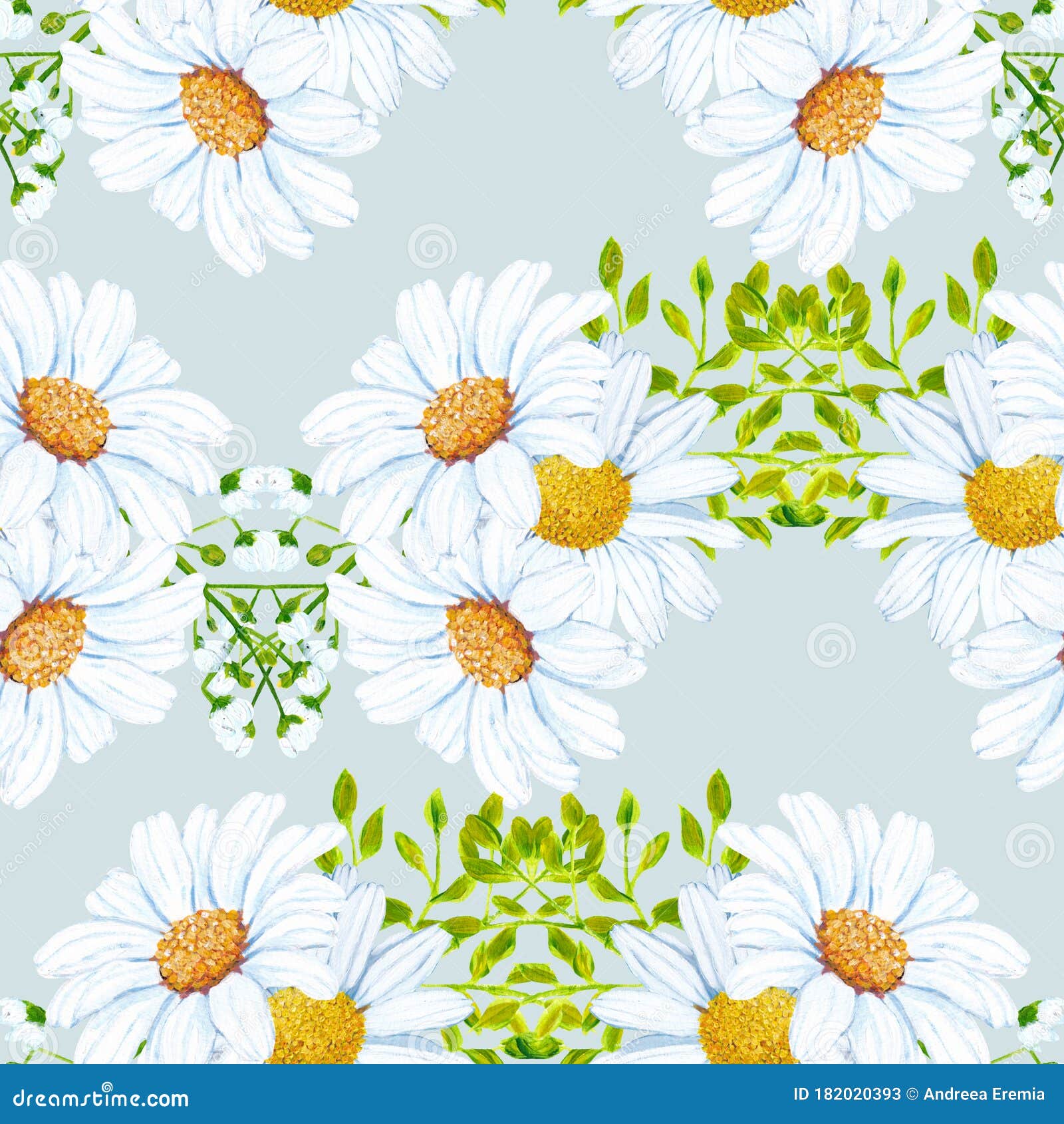 Seamless Pattern Design with Daisy Flowers Stock Illustration ...