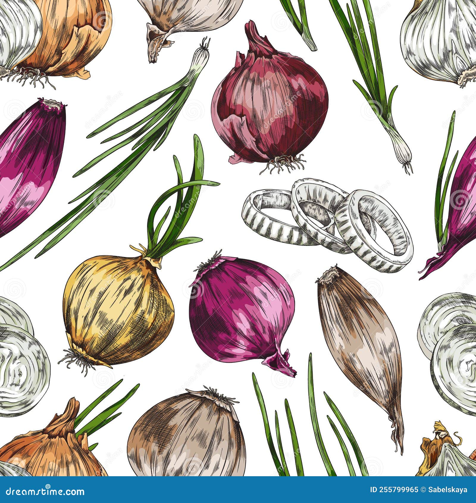 Seamless Pattern Design with Different Onions Sketch Style Vector ...