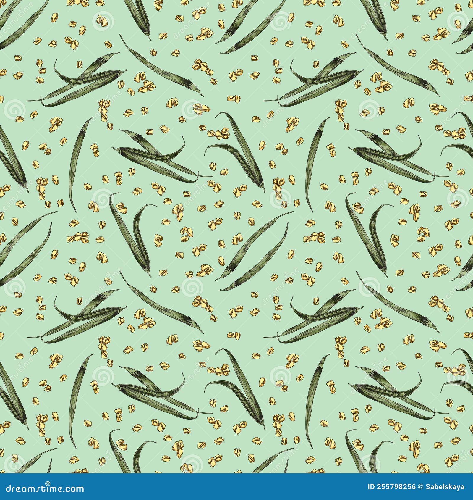 Seamless Pattern Design with Fenugreek Plant, Hand Drawn Vector ...
