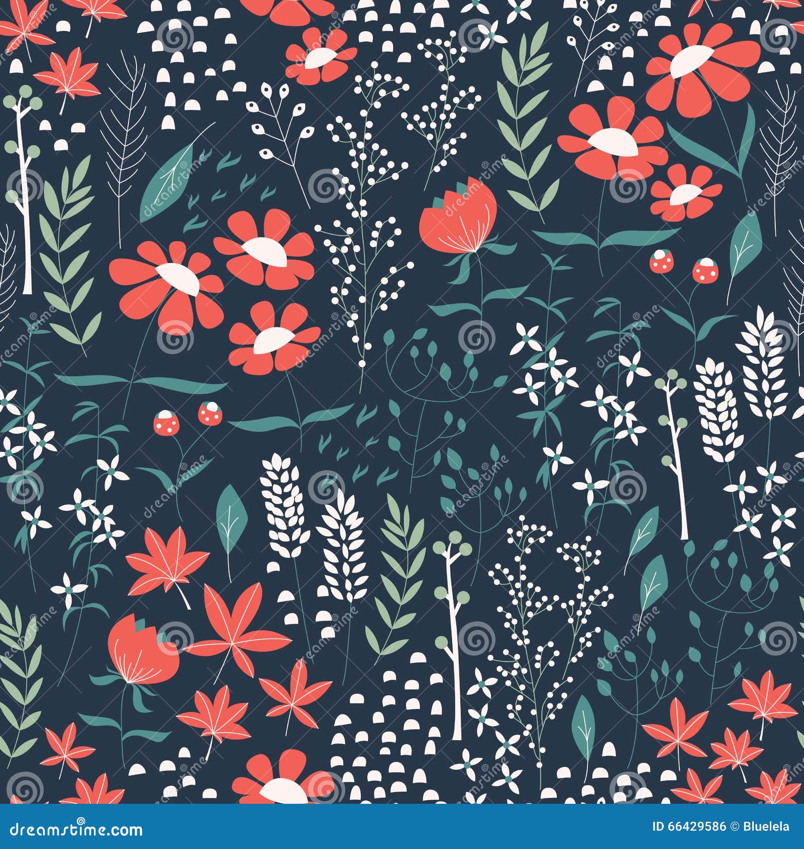 Seamless Pattern Design with Hand Drawn Flowers and Floral Elements ...