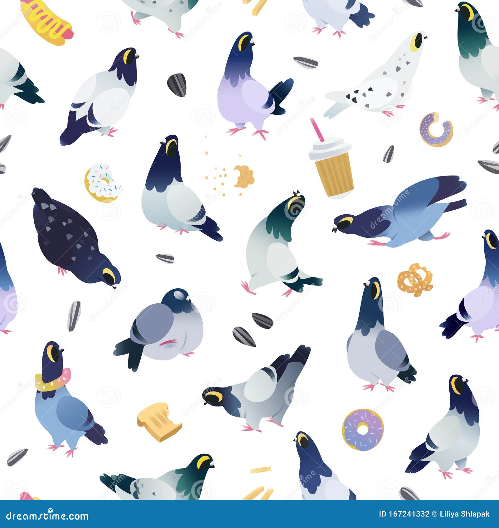 Seamless Pattern Design with Pigeons Characters Stock Vector ...