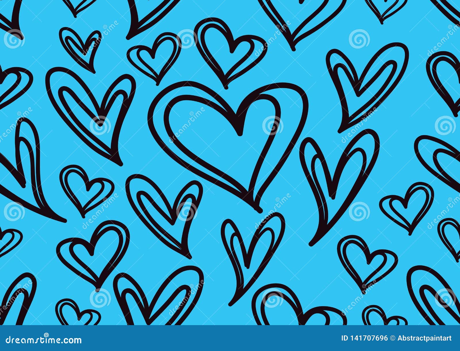 Seamless Patterns with Blue Hearts, Love Background, Heart Shape Vector ...