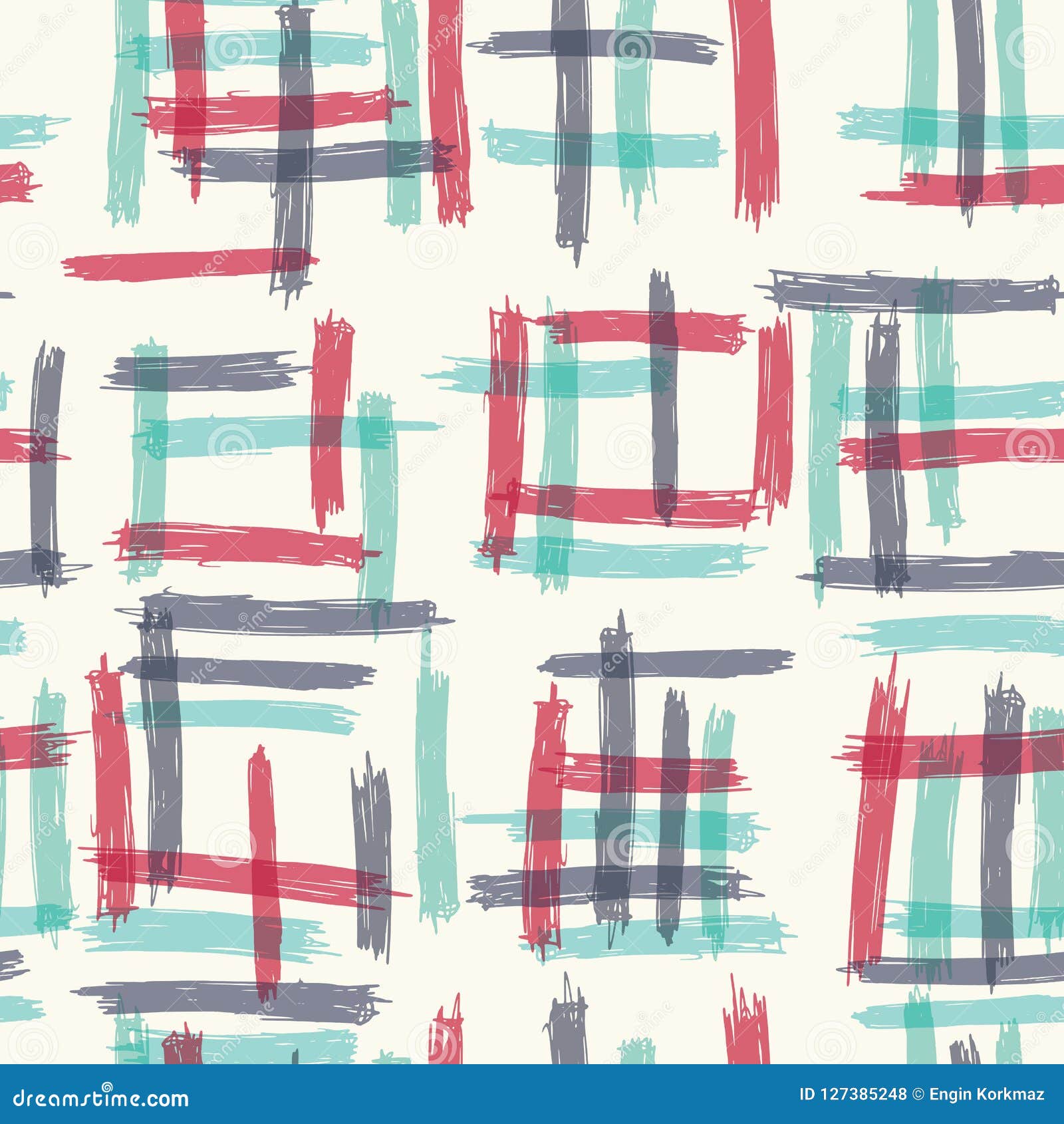 Seamless Pattern Design with Sloppy Doodle Stripe Blocks Stock Vector ...