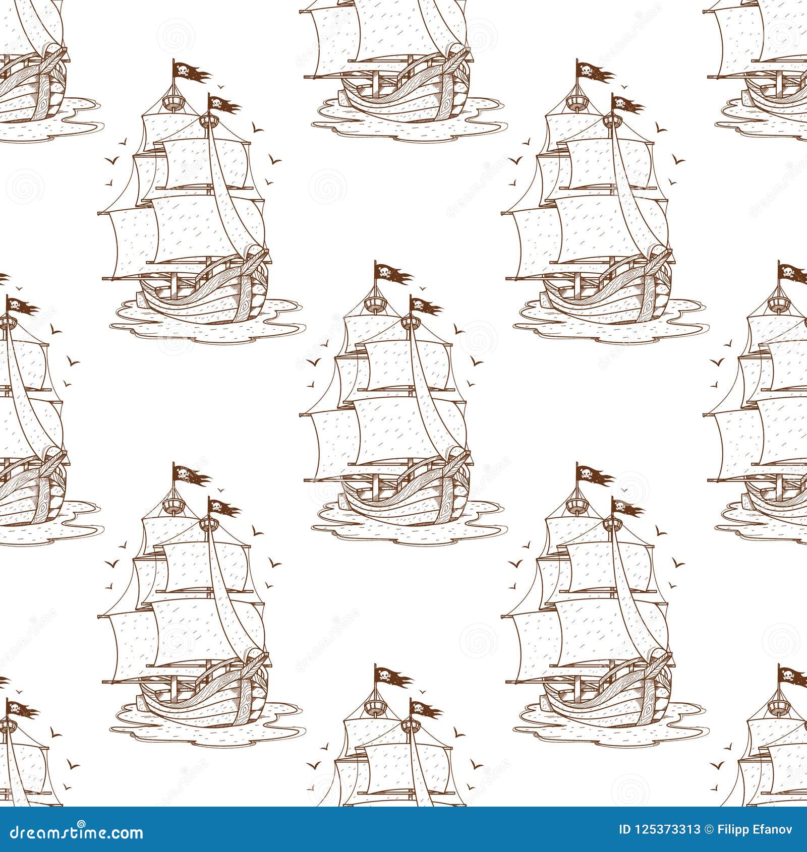 Seamless Pattern for Design Surface Ship with Black Sails Stock ...
