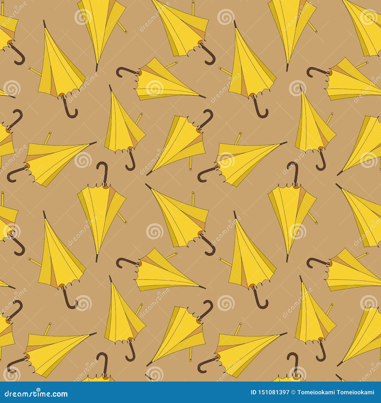 Seamless Pattern Design with Yellow Beach Umbrellas Stock Vector ...