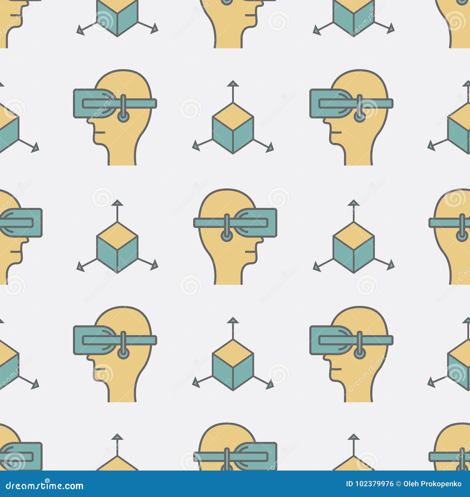 Seamless Pattern with Devices for Virtual Reality VR . Vector ...