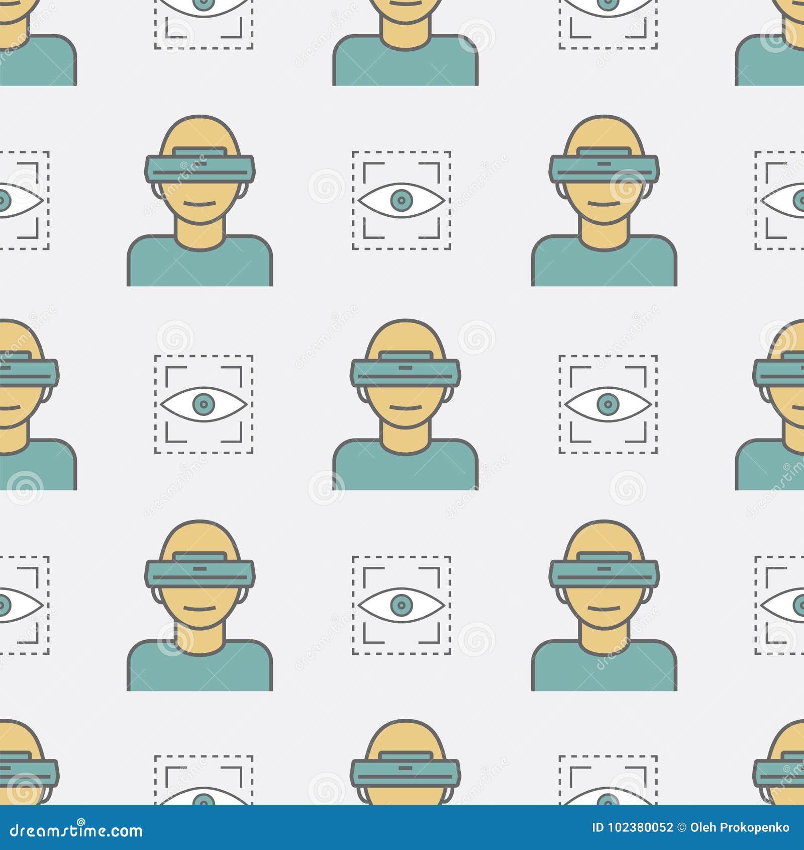 Seamless Pattern with Devices for Virtual Reality VR . Vector ...