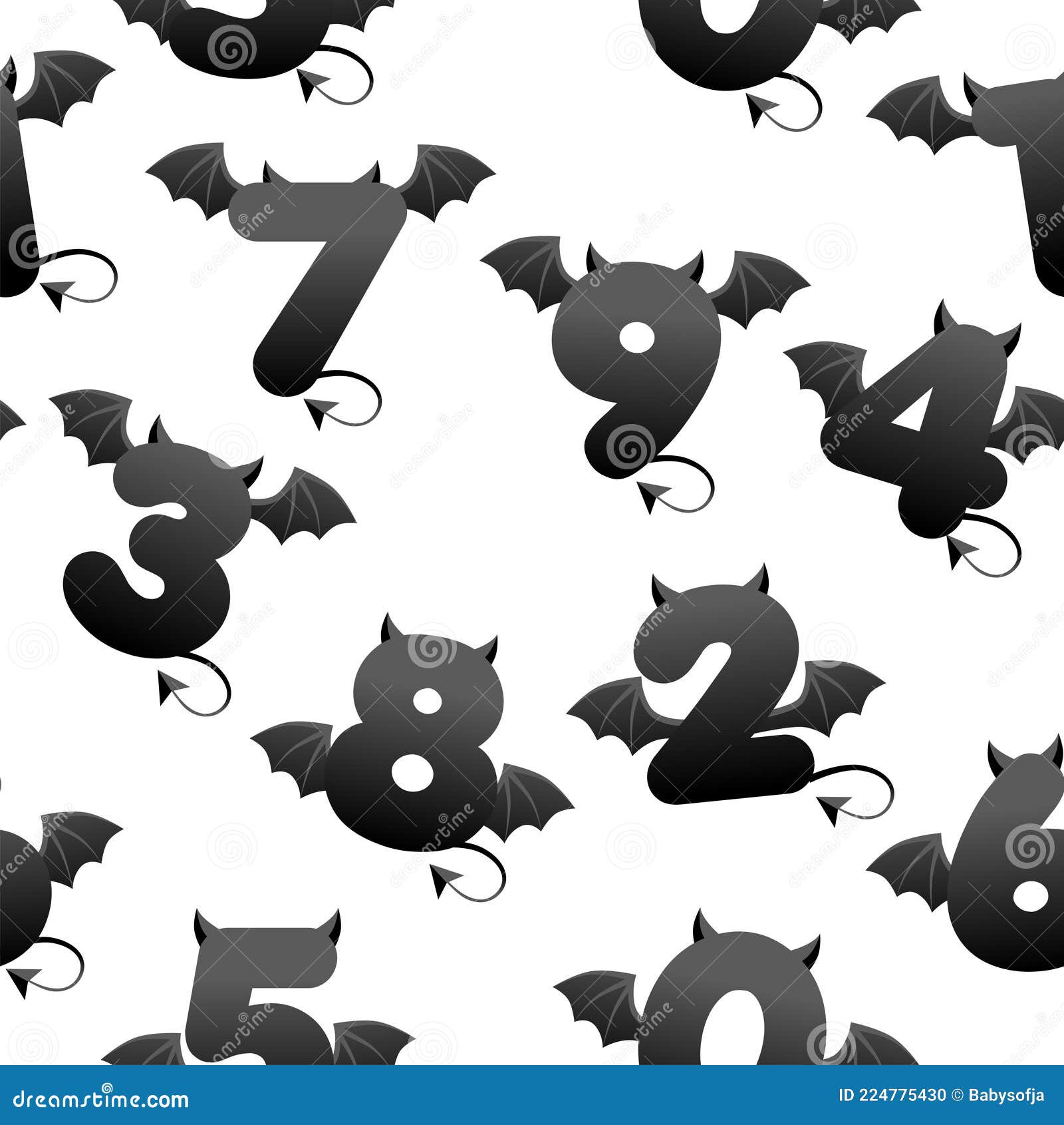 Seamless Pattern with Devil Black Numbers, Textures with Shapes with ...