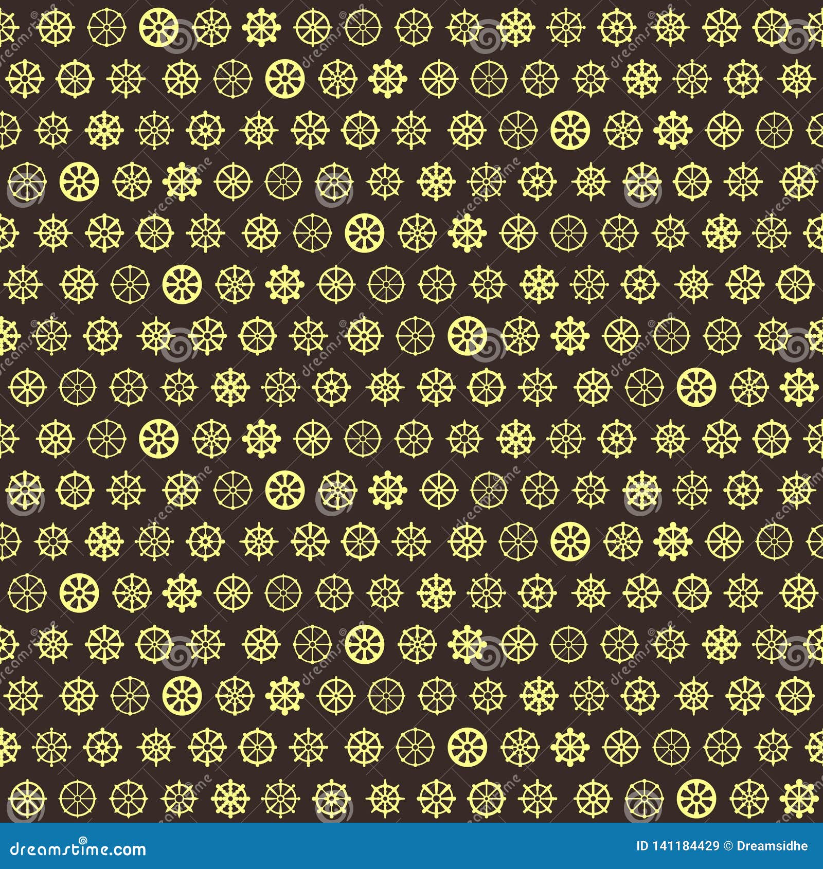 Seamless Pattern with Dharmachakra Stock Vector - Illustration of hand ...