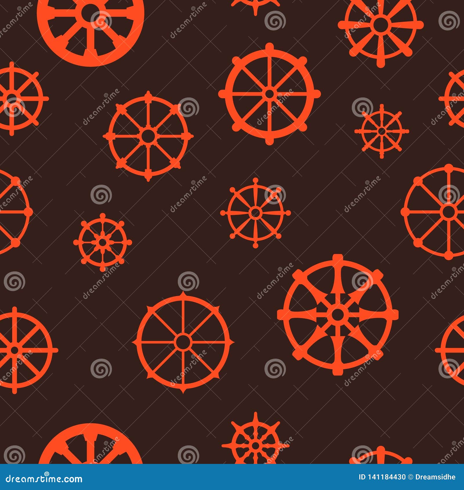 Seamless Pattern with Dharmachakra Stock Vector - Illustration of ...