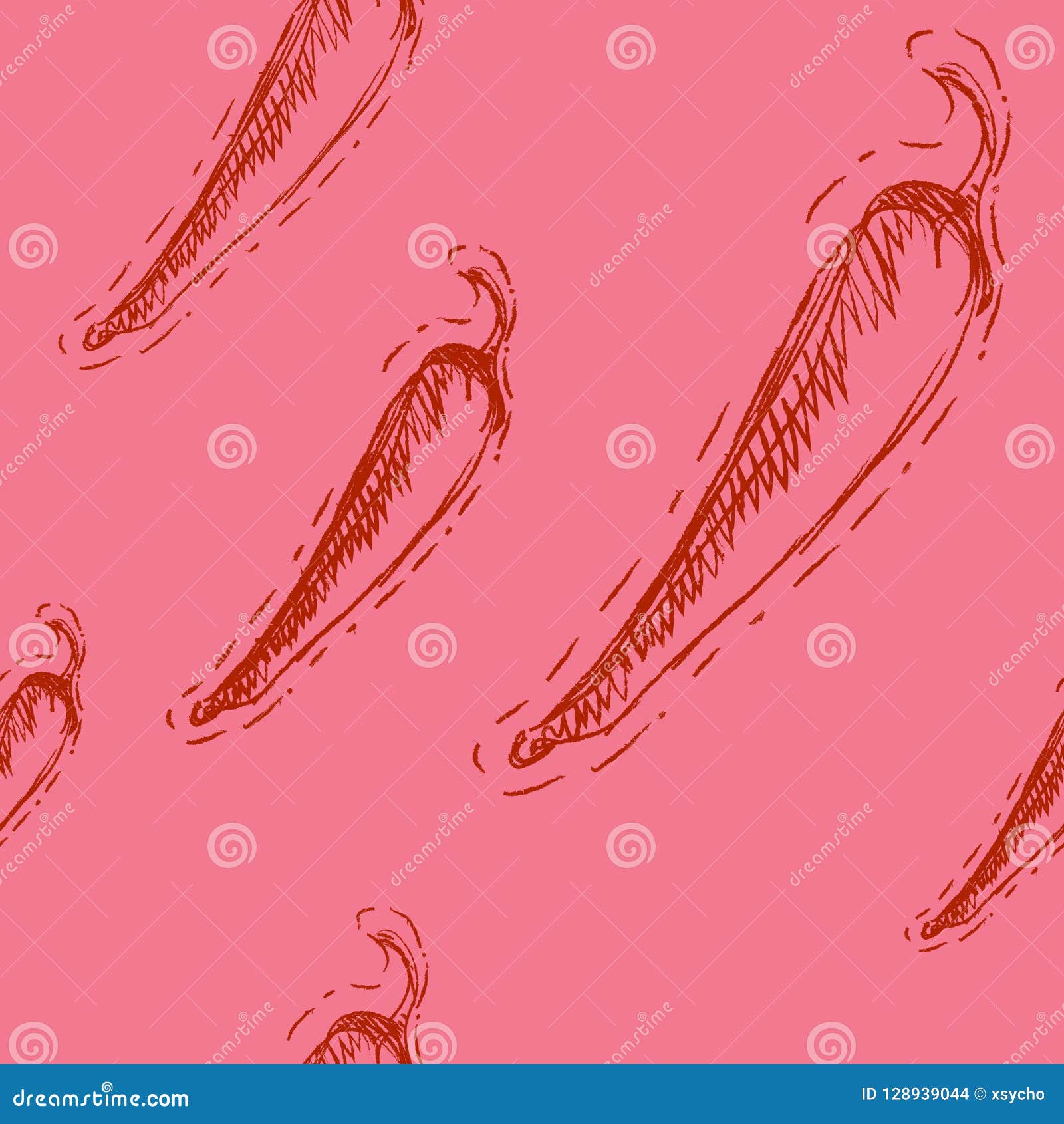 Seamless Pattern with Diagonal Chilli Peppers on Pink Background Stock ...
