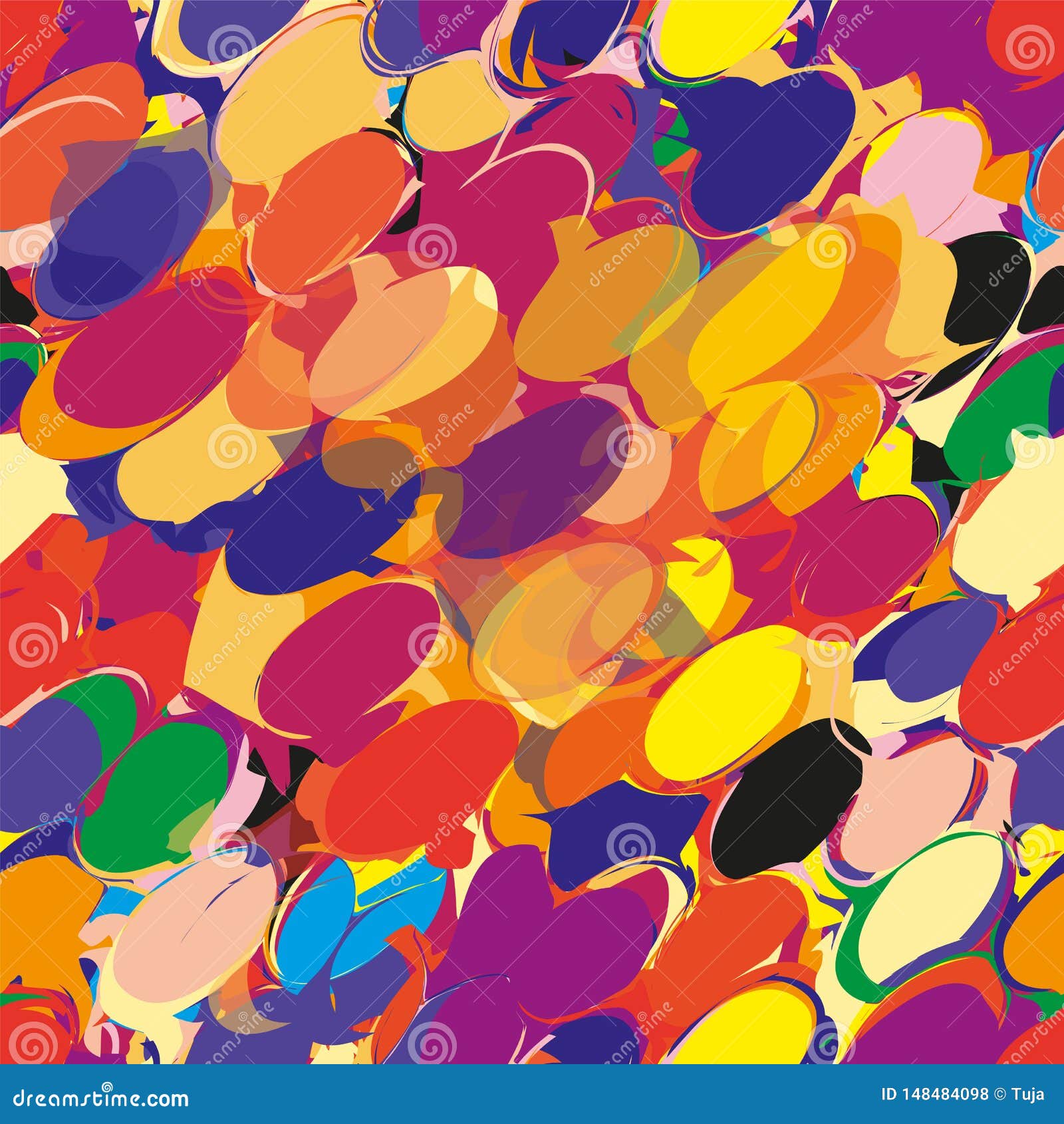 Seamless Pattern with Diagonal Row of Rainbow Intersecting Grunge Ovals ...