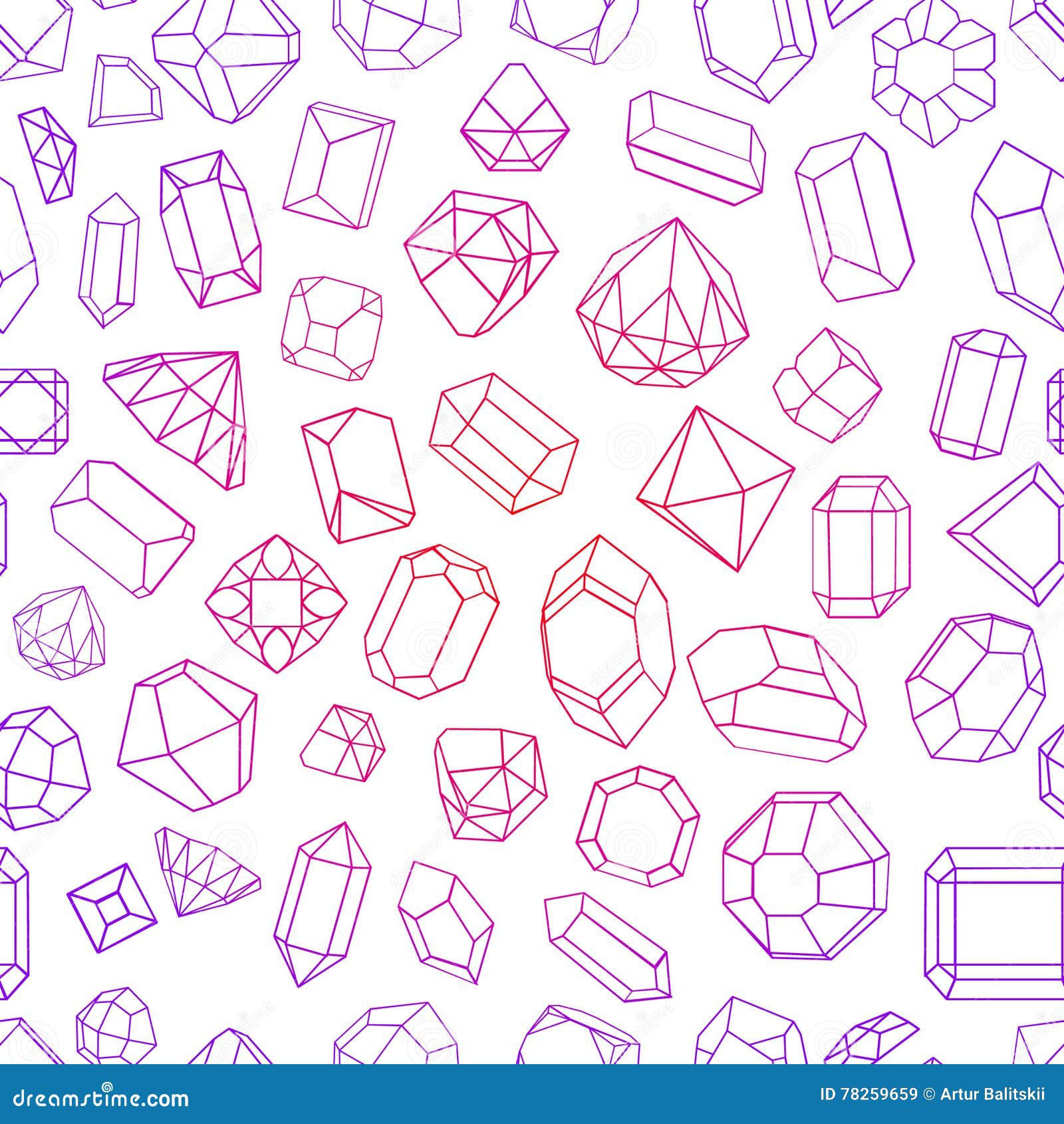 Seamless Pattern with Diamond. Gemstones, and Stones in Many Variations ...