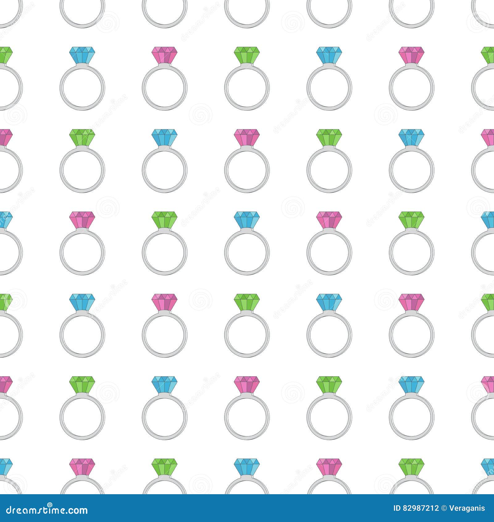 Seamless Pattern with Diamond Rings on White Background. Stock Vector ...