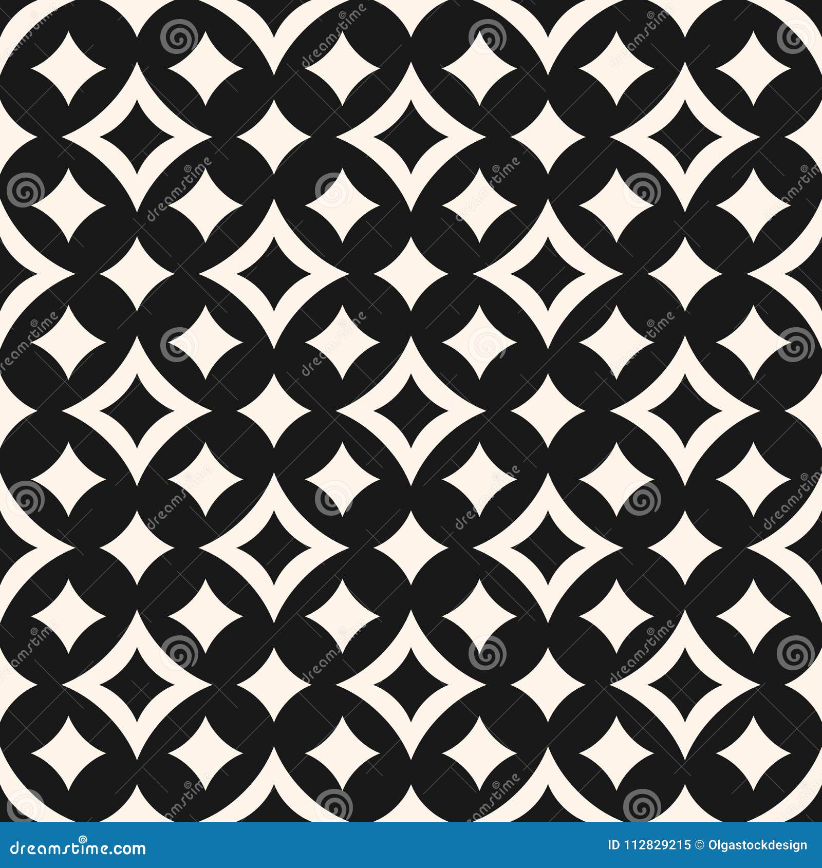 Seamless Pattern with Diamond Shapes, Big and Small Curved Rhombuses ...