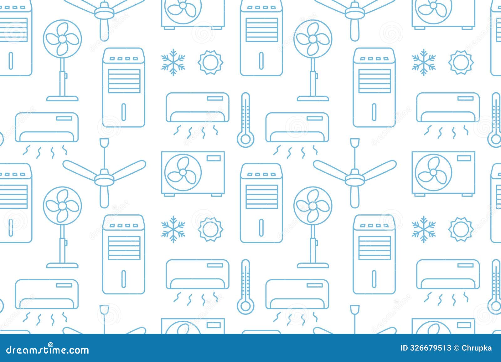 Seamless Pattern with Different Air Cooling Systems: Fan and Air ...
