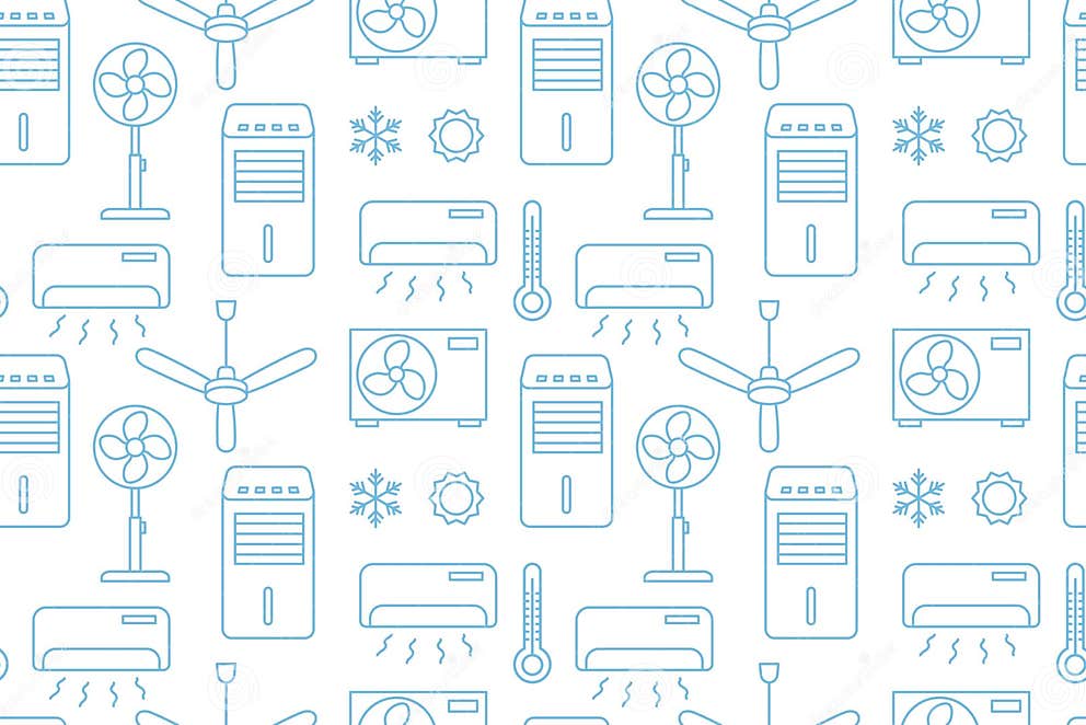 Seamless Pattern with Different Air Cooling Systems: Fan and Air ...