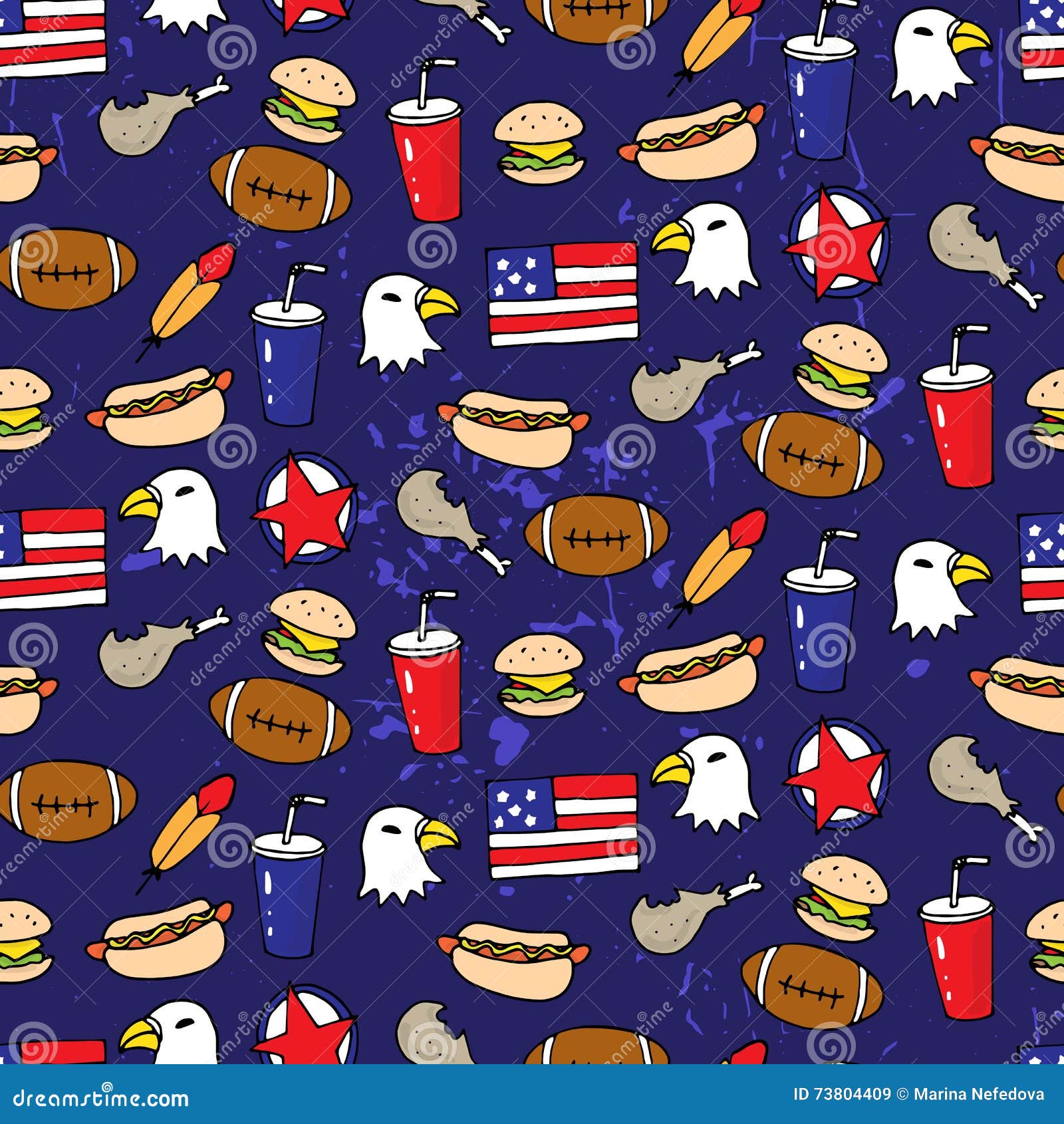 Seamless Pattern with Different American Elements Stock Illustration ...