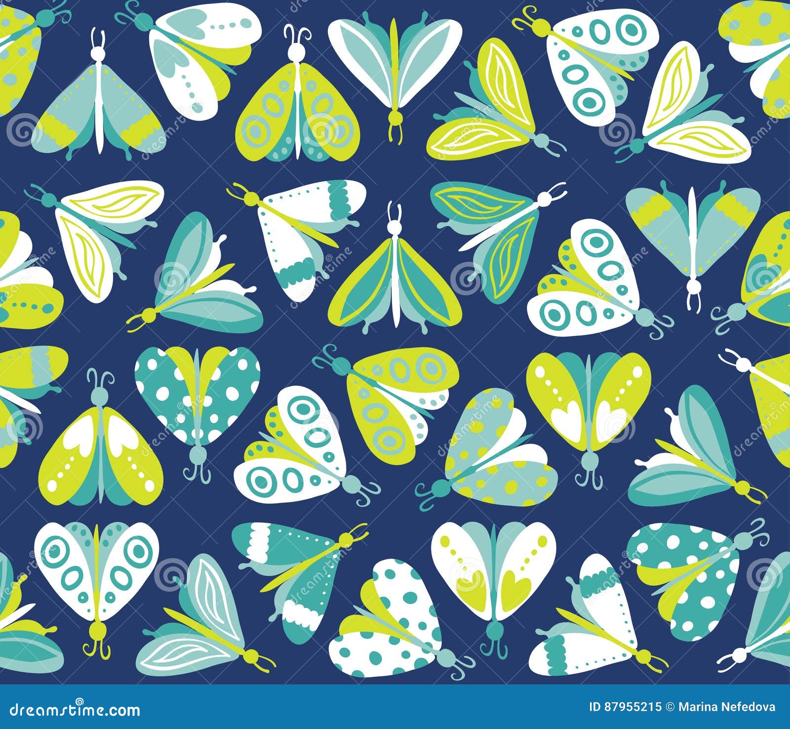 Seamless Pattern with Different Beautiful Butterflies Stock ...
