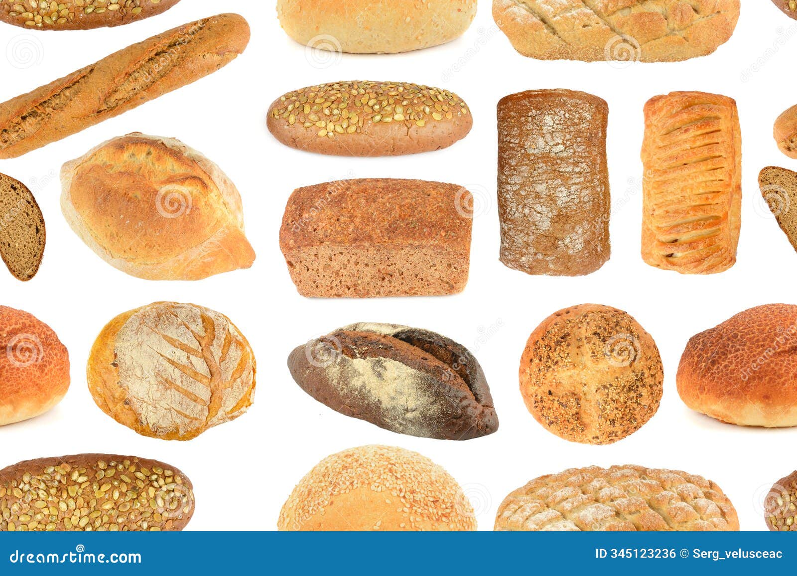 Seamless Pattern Different Bread Products Made of Wheat and Rye ...